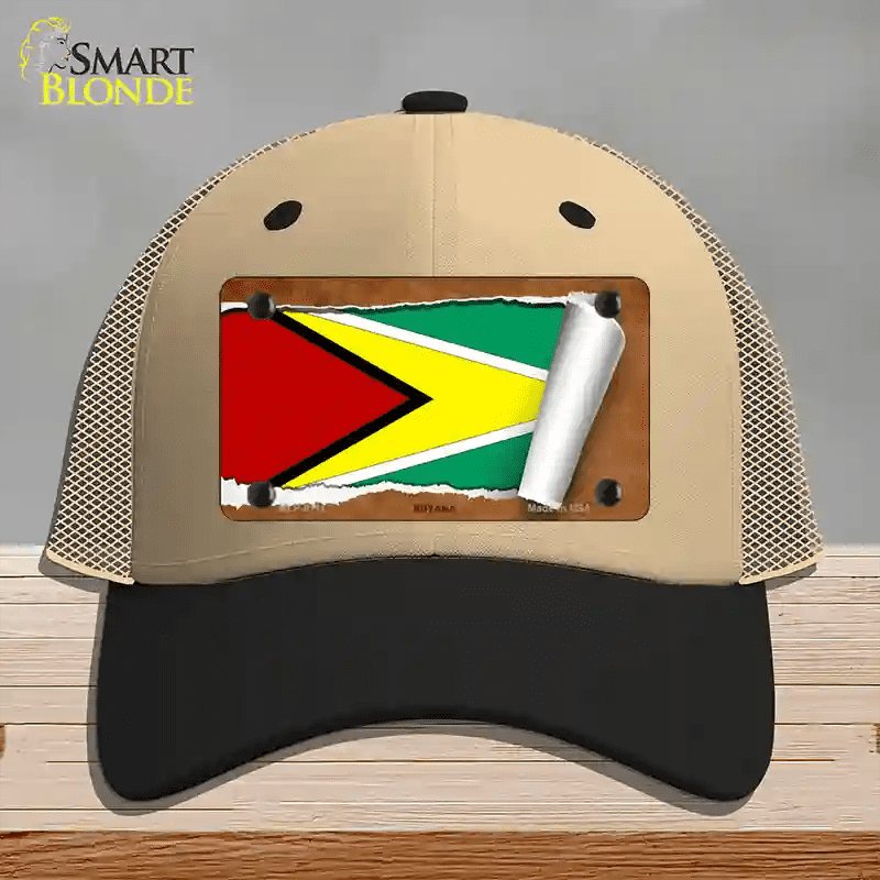 Guyana Flag Scroll Novelty License Plate Hat Mesh Khaki|Black - Walmart.com