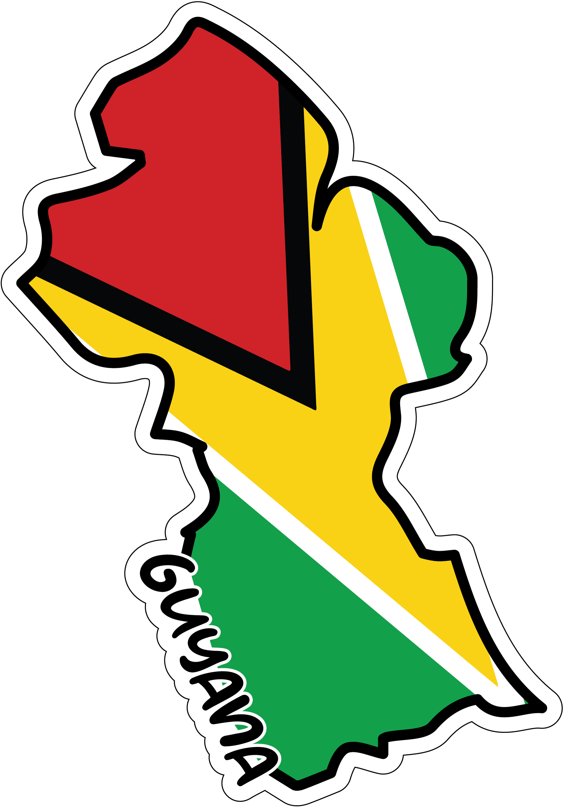 Guyana Map Flag Sticker Decal / Coâ€‘operative Republic of Guyana / One ...