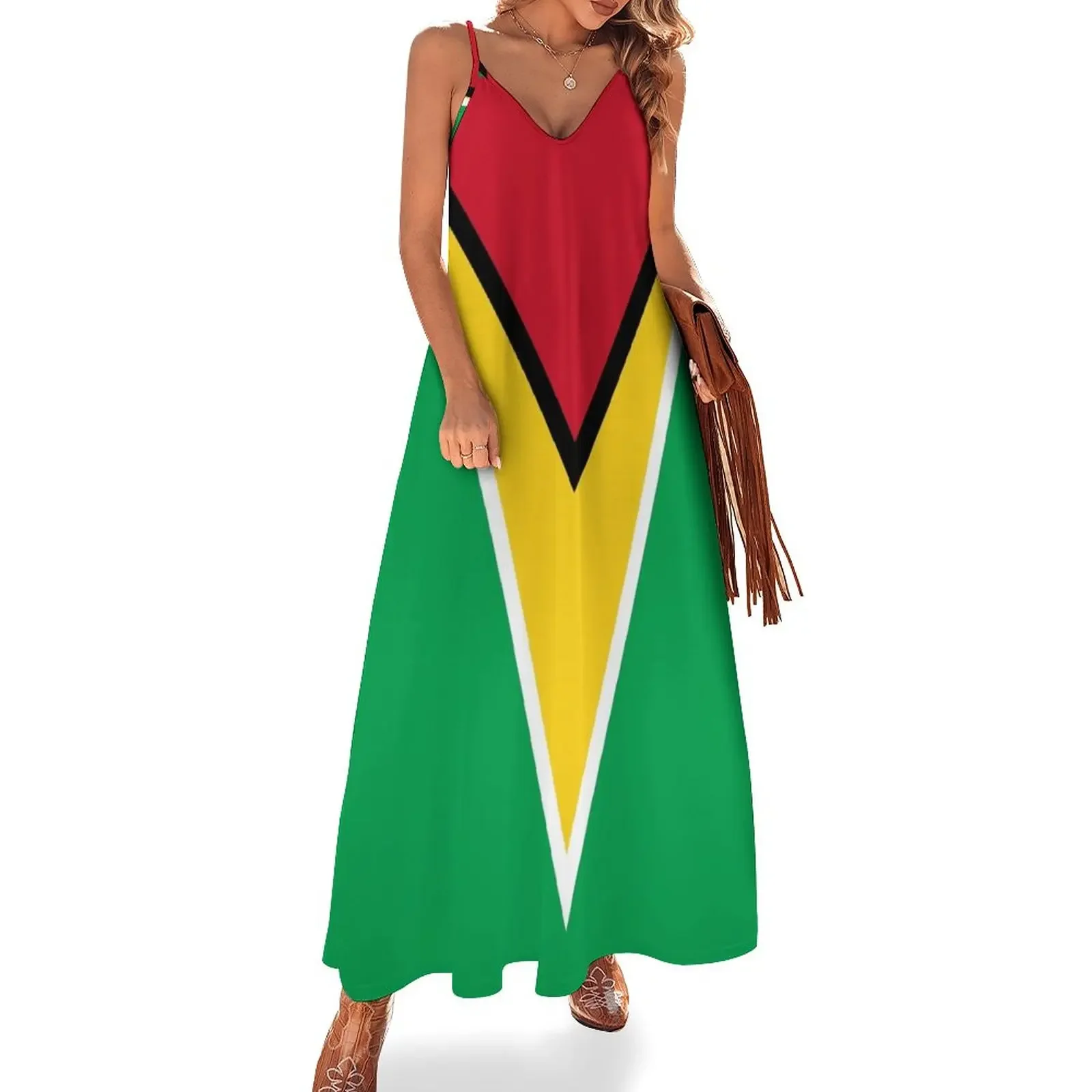 Guyana National Flag Sleeveless Dress Female dress Woman clothing ...