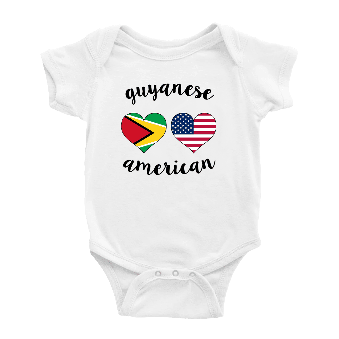 Guyanese American Flag Two Hearts Cute Baby Bodysuit (White, 3-6 Months ...