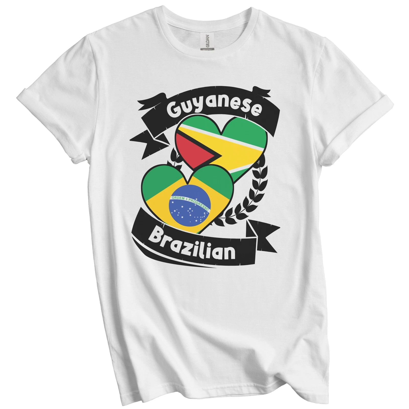 Guyanese Brazilian Heart Flags Guyana Brazil T-Shirt - Walmart.com