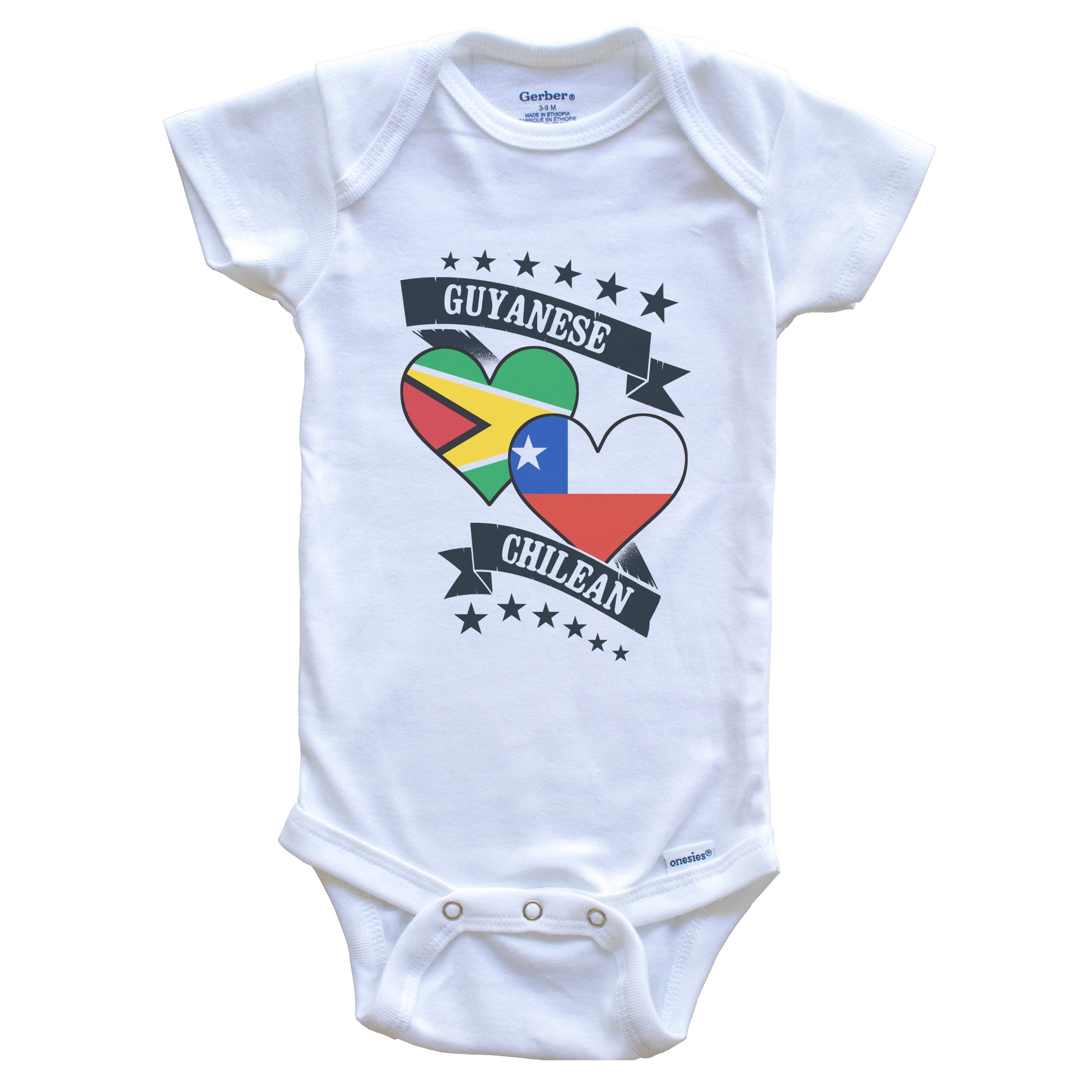 Guyanese Chilean Heart Flags Guyana Chile Baby Bodysuit, 0-3 months ...