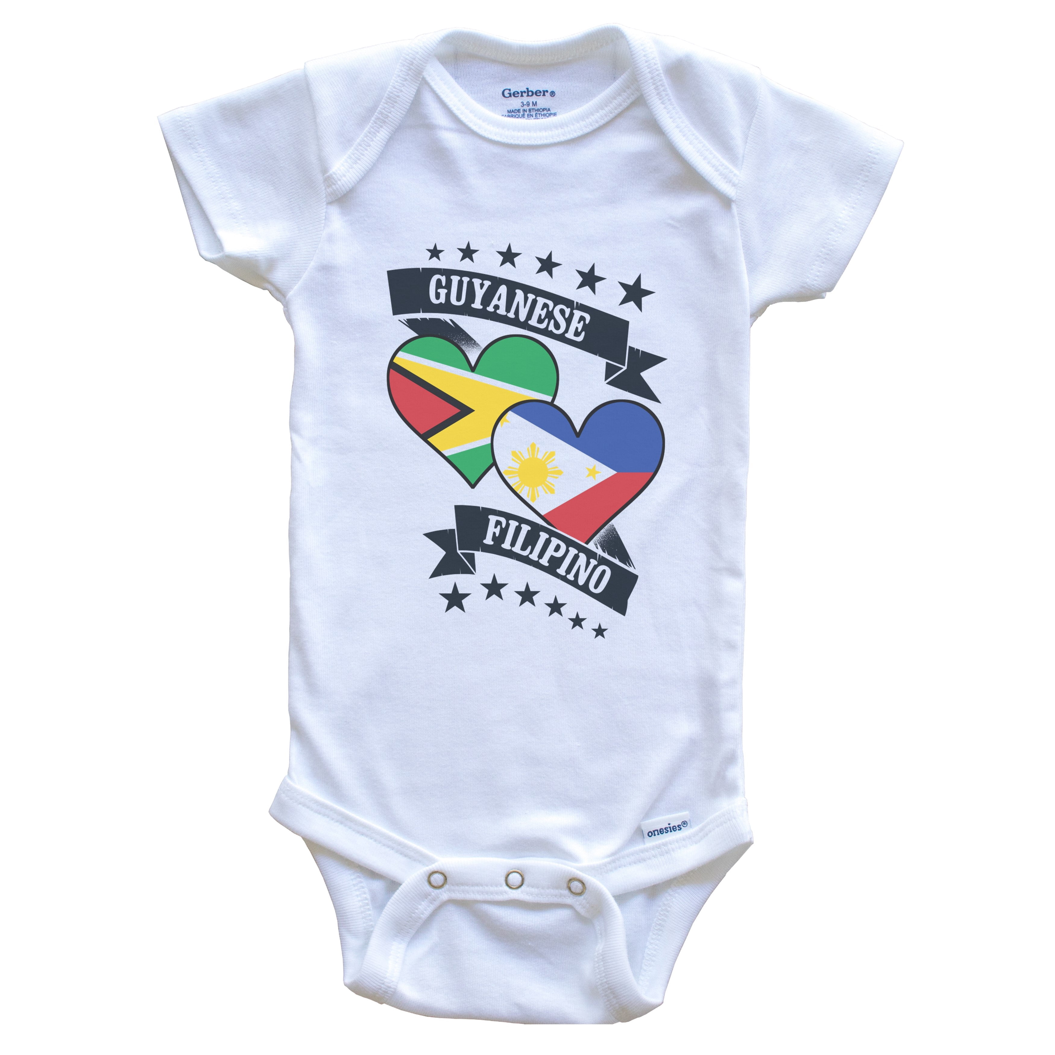 Guyanese Filipino Heart Flags Guyana Philippines Baby Bodysuit, 3-6 ...