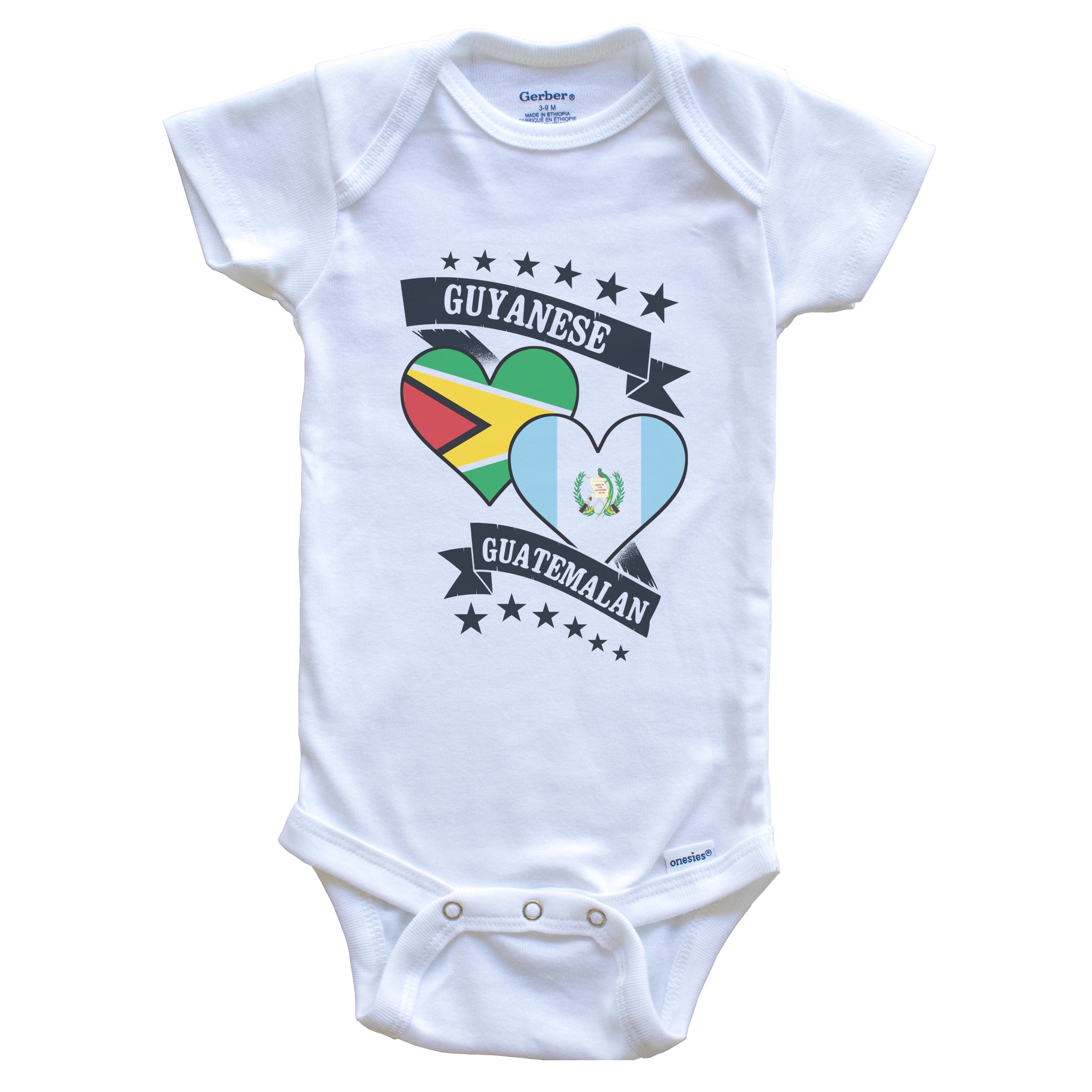 Guyanese Guatemalan Heart Flags Guyana Guatemala Baby Bodysuit, 0-3 ...