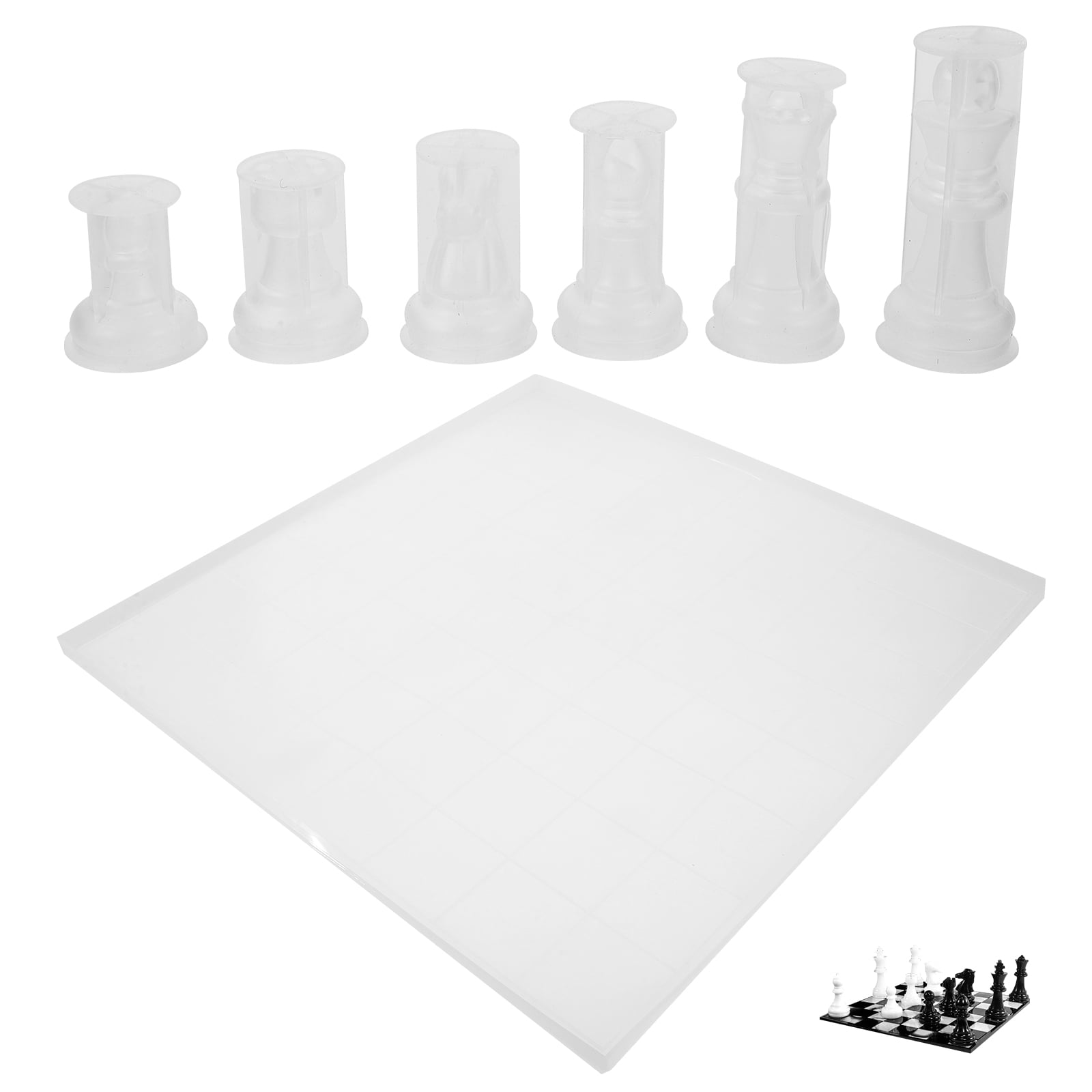 Guyelim chess piece mold 1 Set of Chess DIY Molds Silicone Chess Board ...