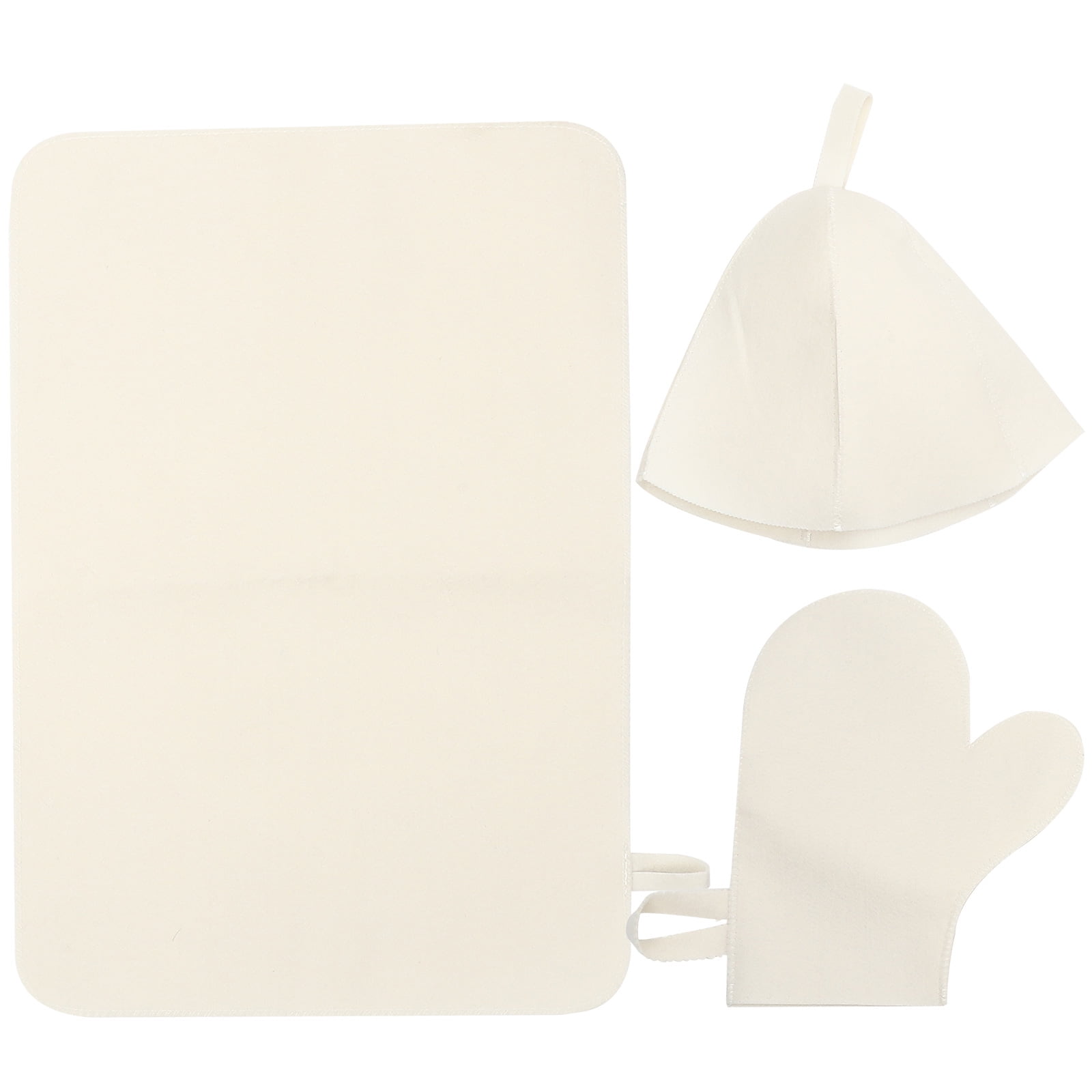 Guyelim sauna cap 1 Set Sauna Felt Glove Cap and Pad Sauna Bath Cap ...
