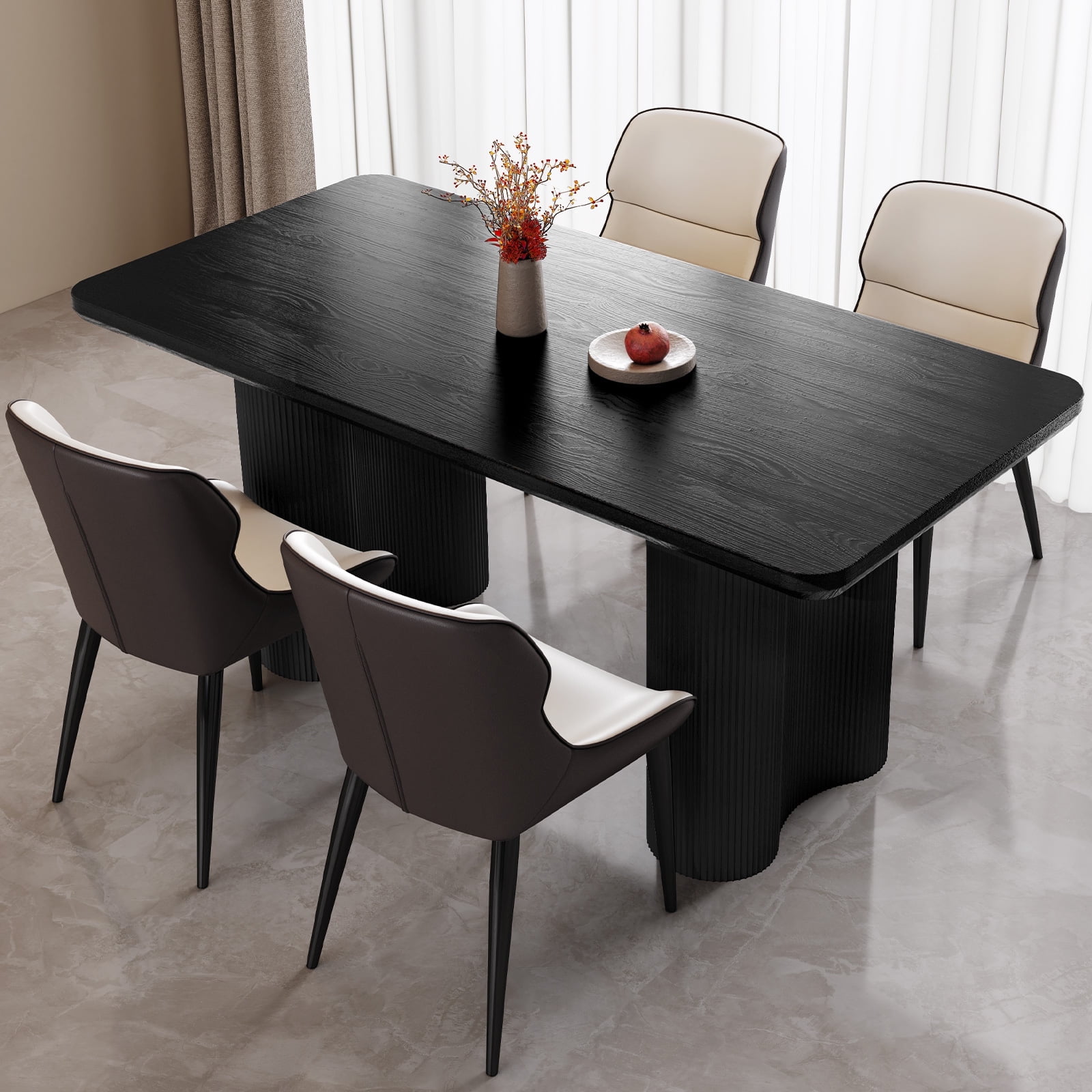 Guyii 62.99" Dining Table Set of 5, Modern Rectangular Dining Table with 4 Chairs, 5 Piece ...
