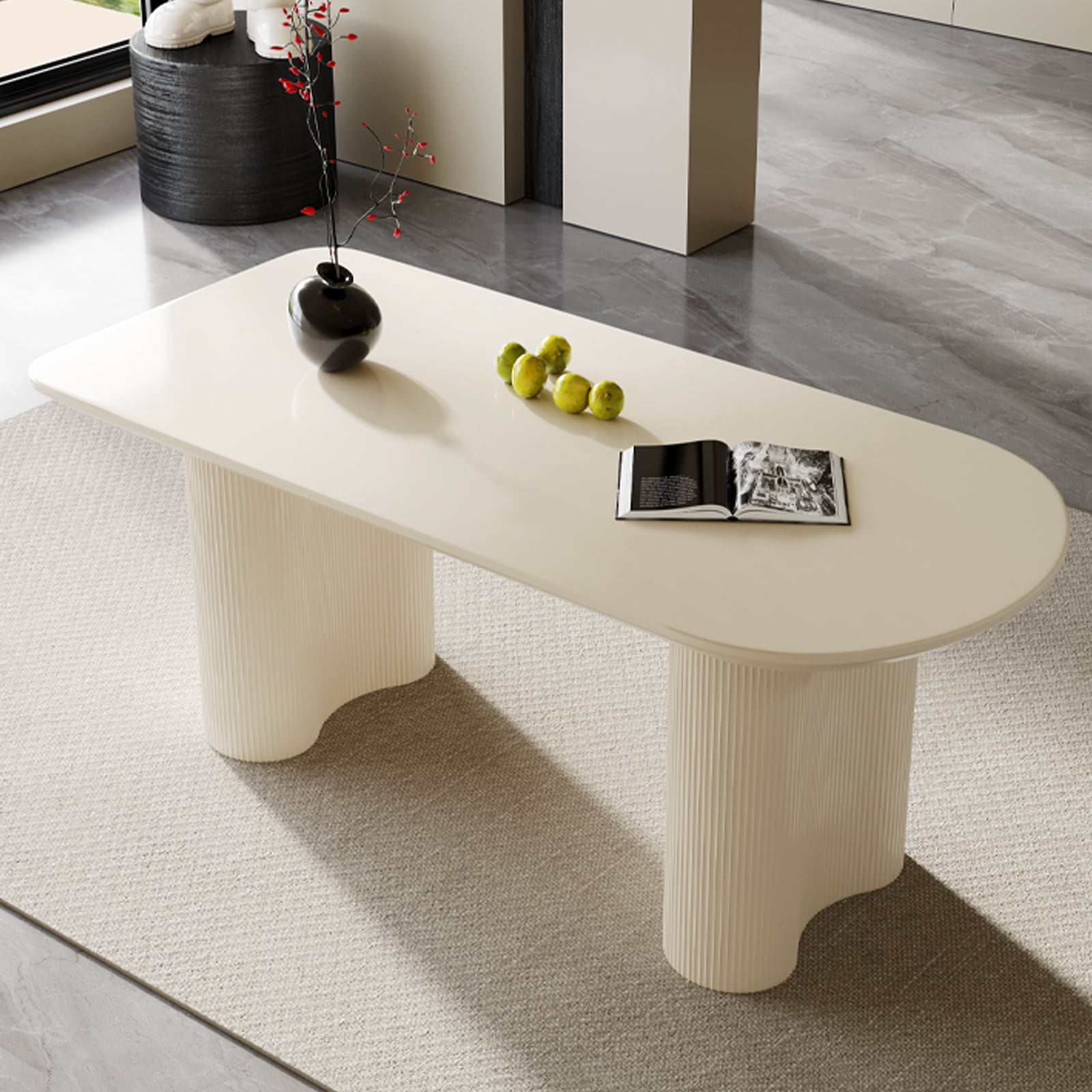 Guyii 70.86'' Oval Dining Table, Modern Kitchen Table, Moder Wood Dining Table for Kitchen ...