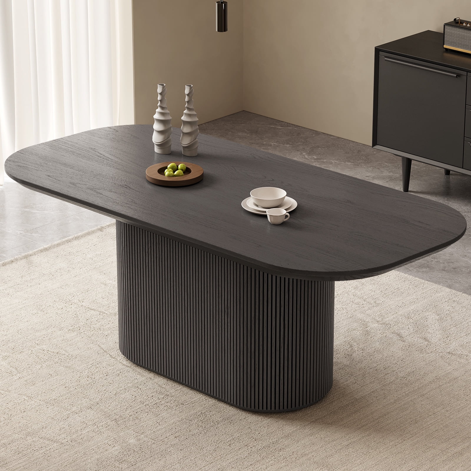 Guyii 70" Oval Dining Table, Modern Wood Kitchen Table, Rectangular ...