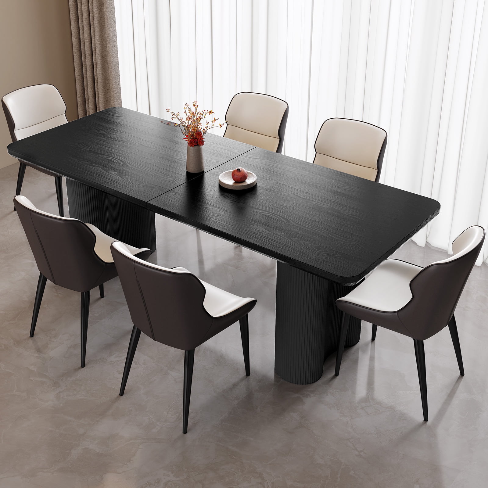 Guyii 78.97" Dining Table Set of 7, Modern Rectangular Dining Table with 6 Chairs for Dining ...