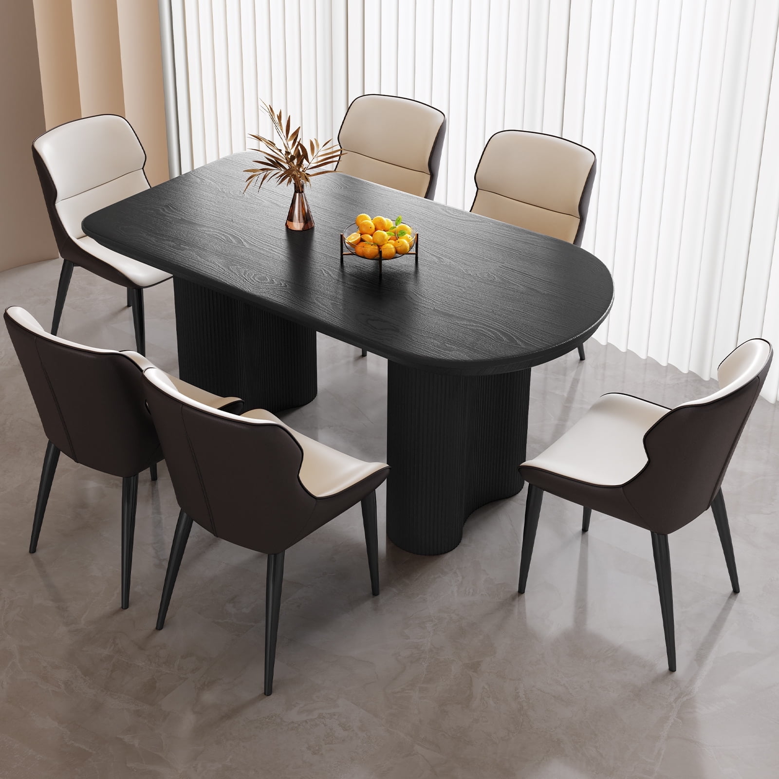 Guyii Dining Table Set of 7, Modern Kitchen Table with 6 Dining Chairs, 7 Piece Dining Room ...