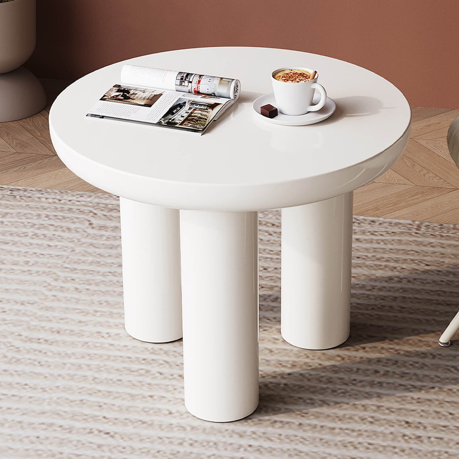 Guyii Modern Coffee Table, 27.55" Round Coffee Table with 3 Legs ...