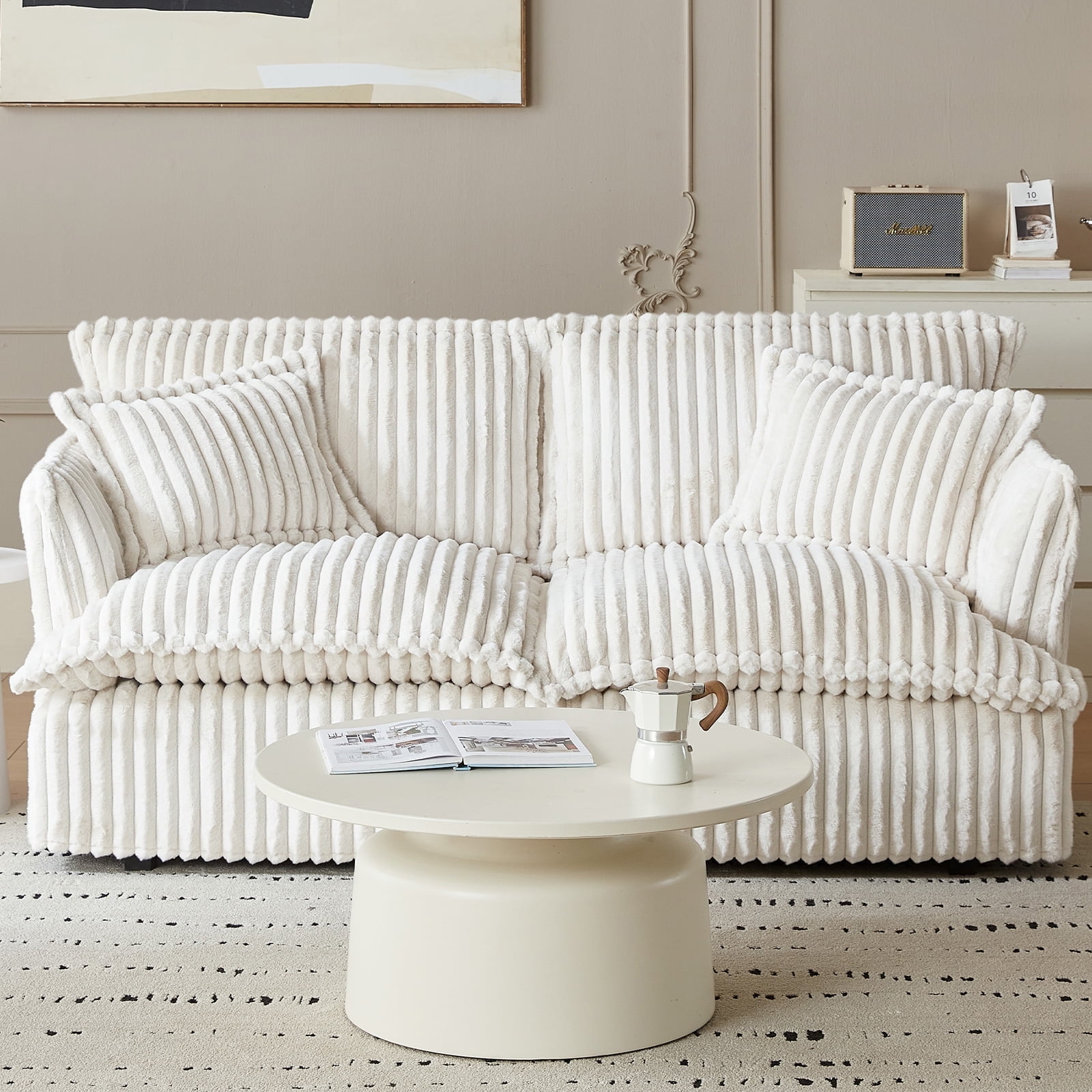 Guyii Oversized Loveseat Sofa, 2-Seater Sofa with 2 Pillows, Modern Extra-Wide Sofa Couch for ...