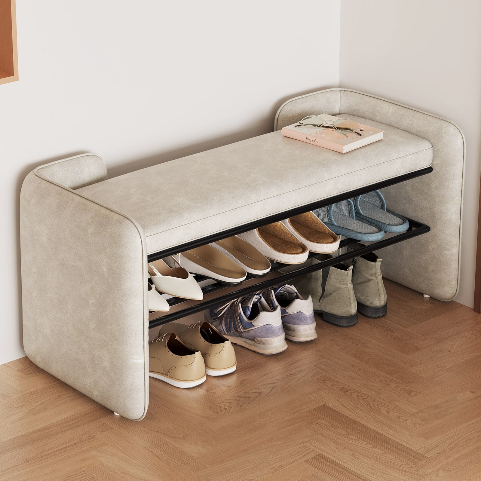 Guyii Shoe Bench with 2-Tier Shoe Rack, Entryway Bench, Shoe Bench ...