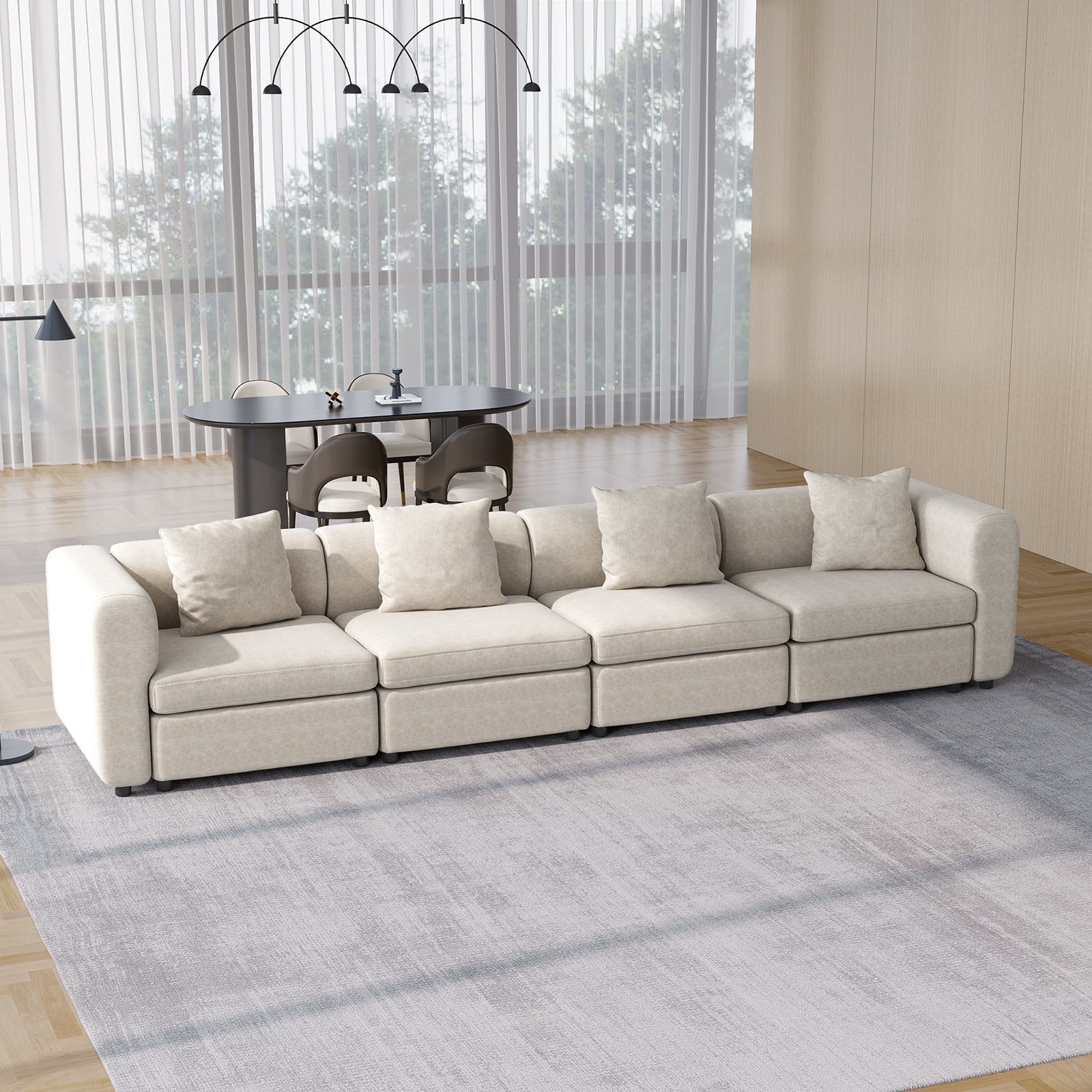 Guyii Velvet Convertible Sectional Sofa, Oversized Modular Sofa with 4 Pillows, Sectional Couch ...