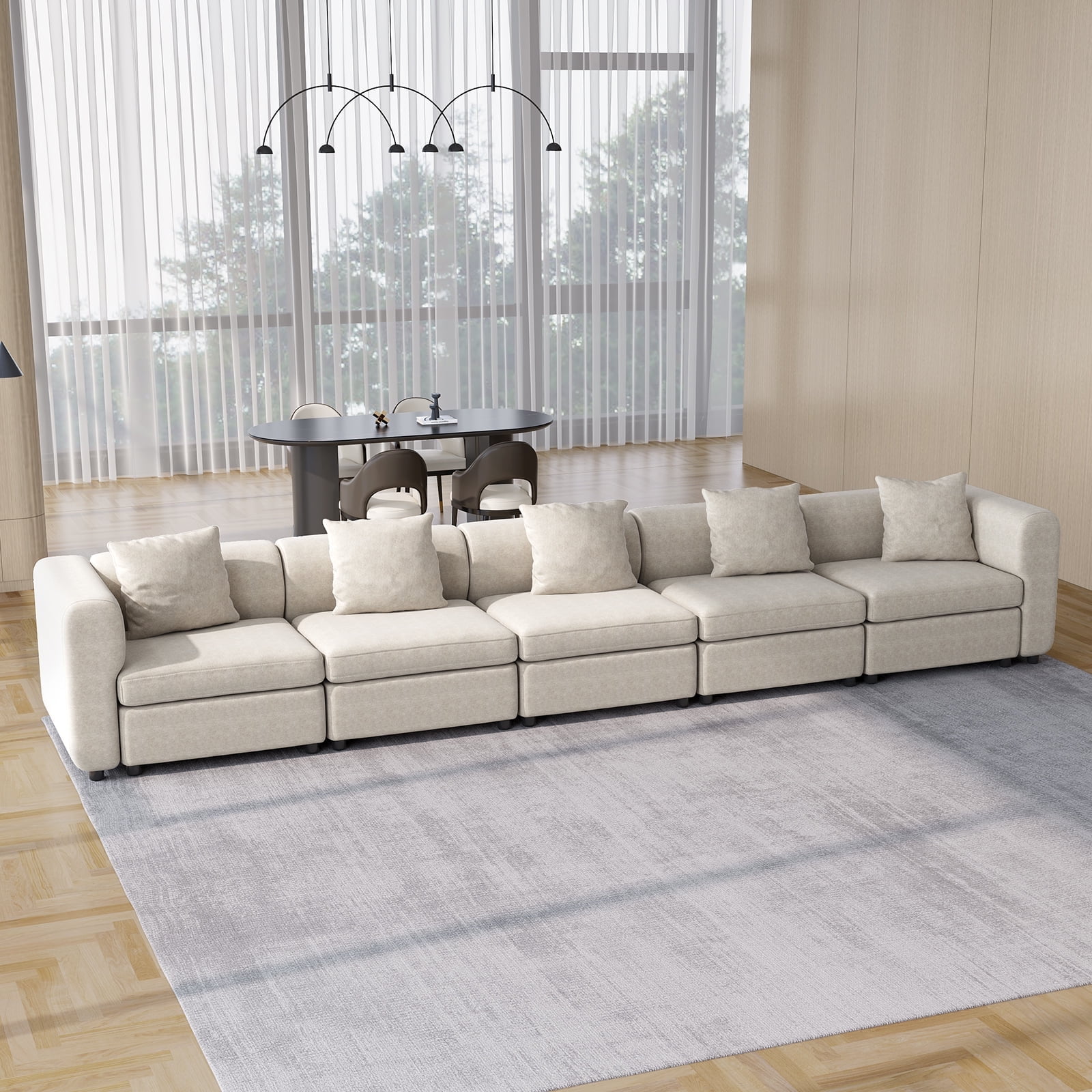 Guyii Velvet Convertible Sectional Sofa, Oversized Modular Sofa with 5 Pillows, Sectional Couch ...