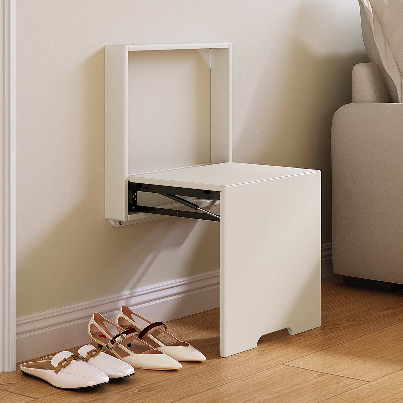 Guyii Wall Mounted Seat Folding Chair, Entryway Shoe Bench, Folding ...