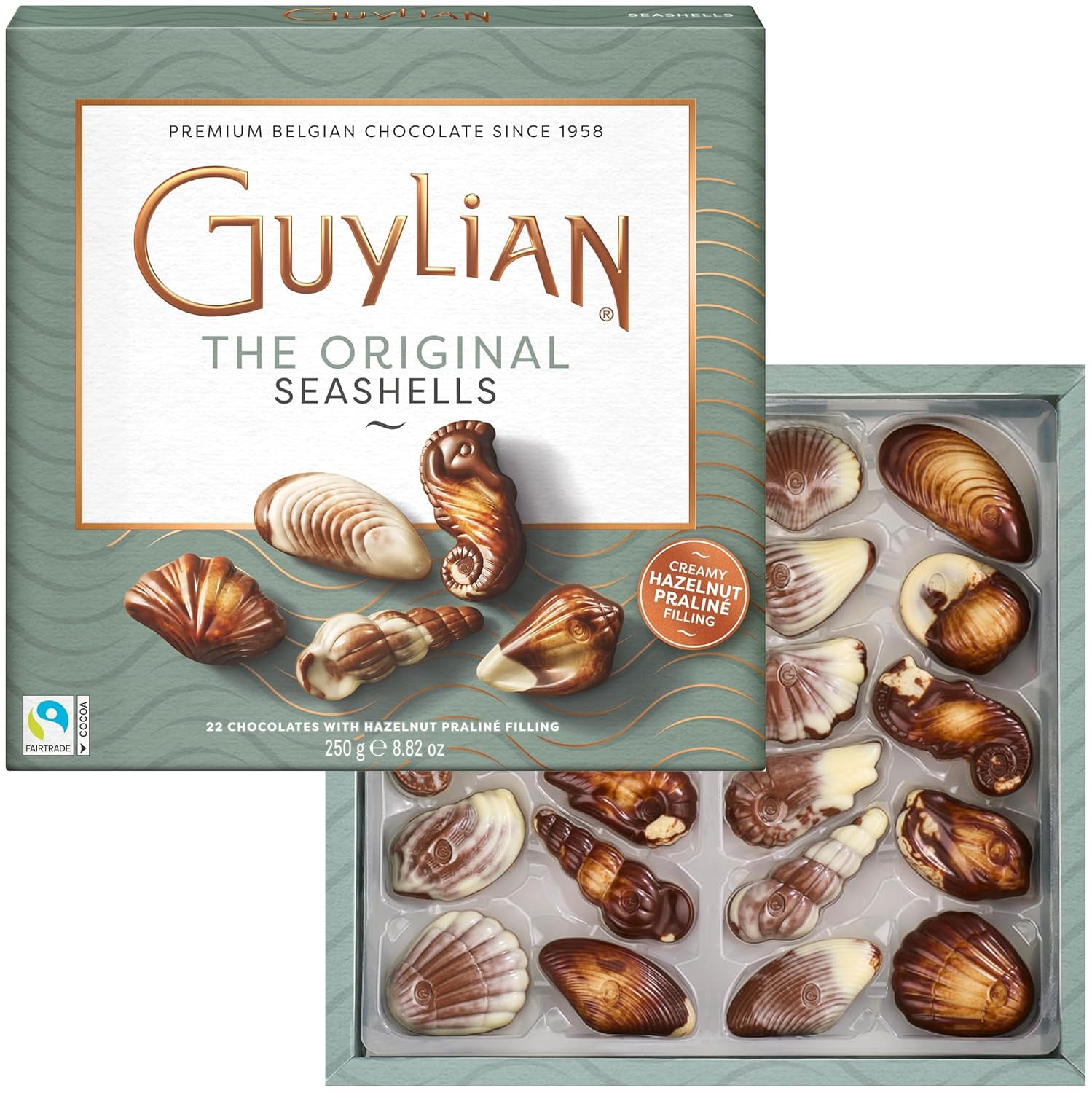 Guylian Belgian Chocolate Sea Shells, Hazelnut Praline Truffles, 8.82 ...