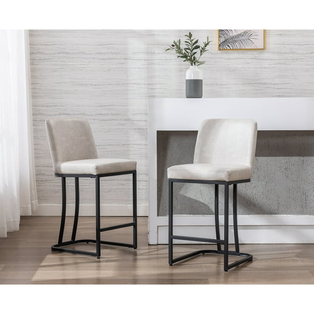 "Guyou Set of 2, 24""H Counter Height Stools, Faux Leather for Kitchen ...