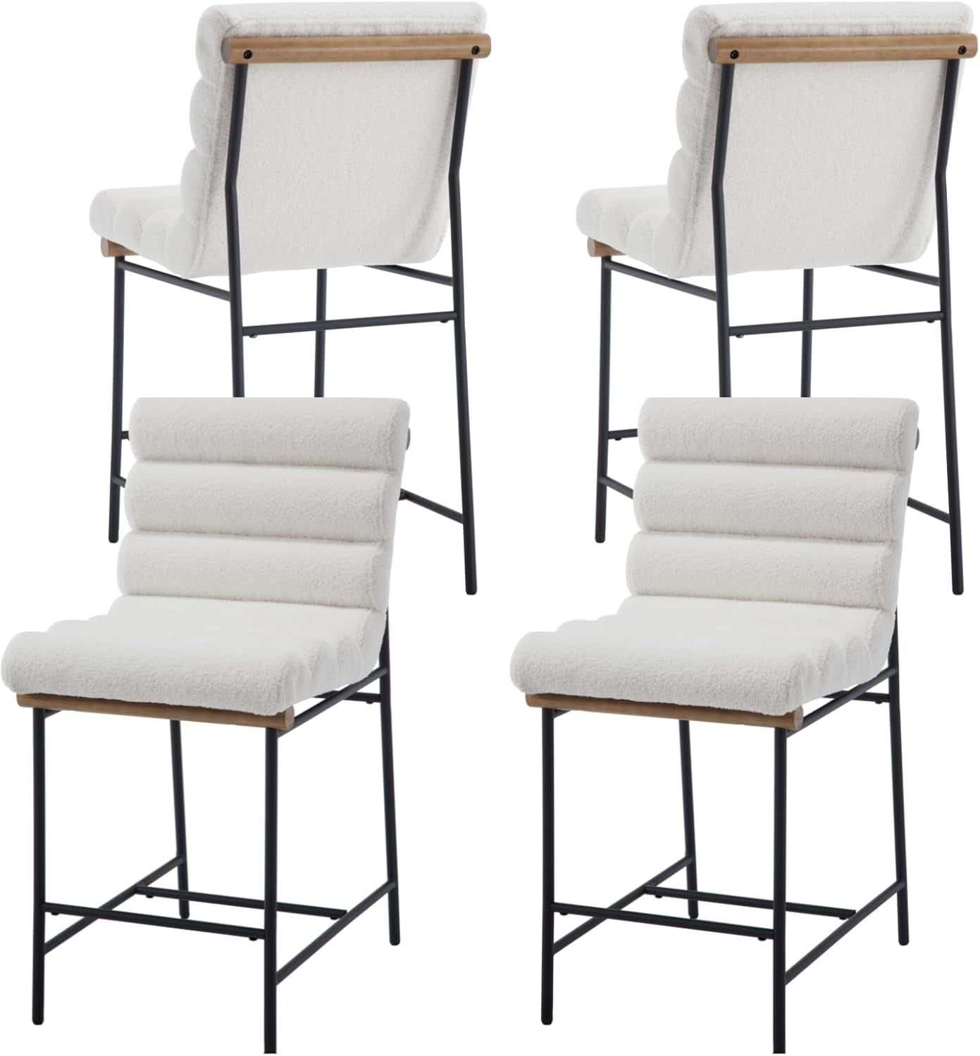 Guyou 25" Modern Upholstered Counter Stools Set of 4, Boucle Armless ...