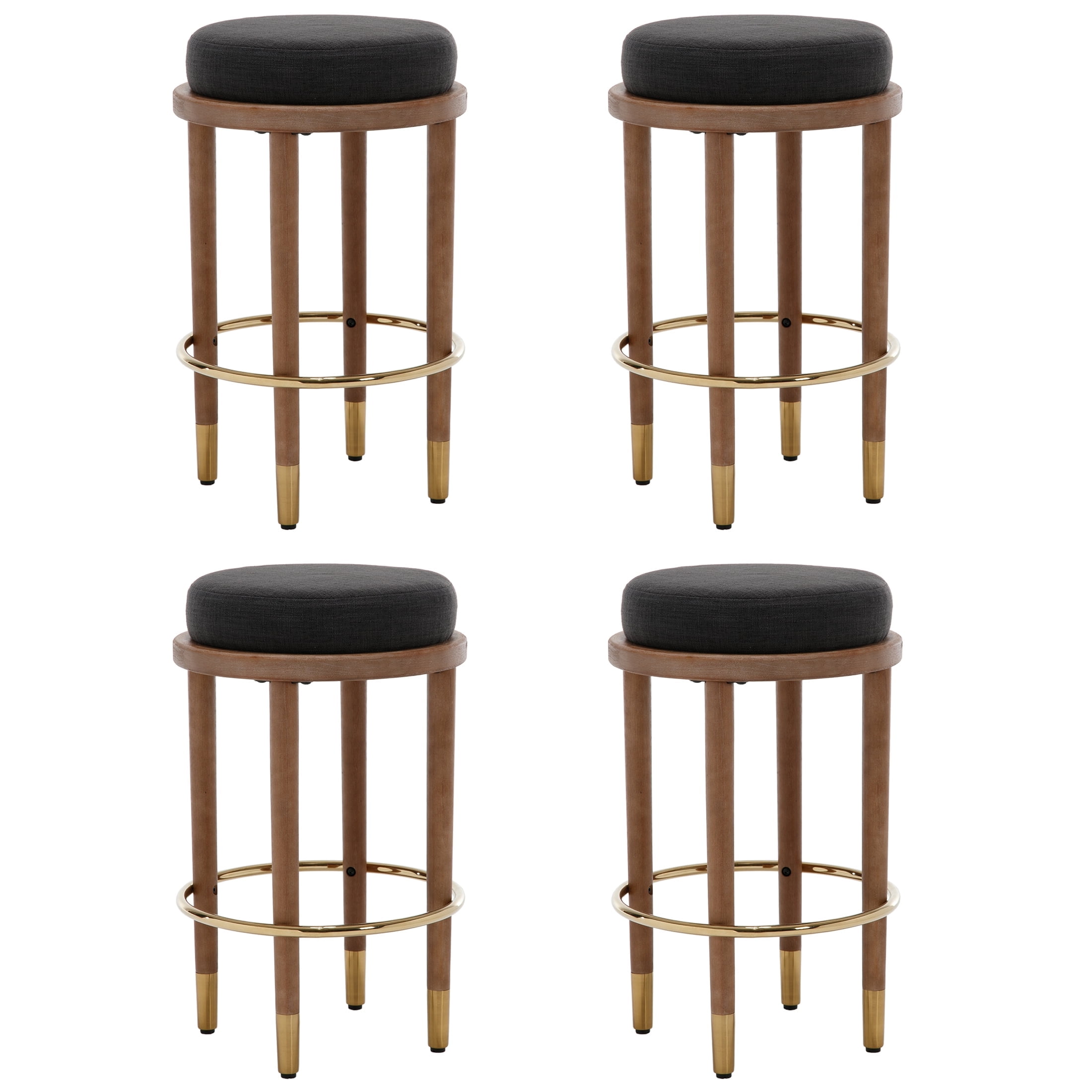 Guyou 26" Backless Counter Height Bar Stool Set of 4, Modern Round ...