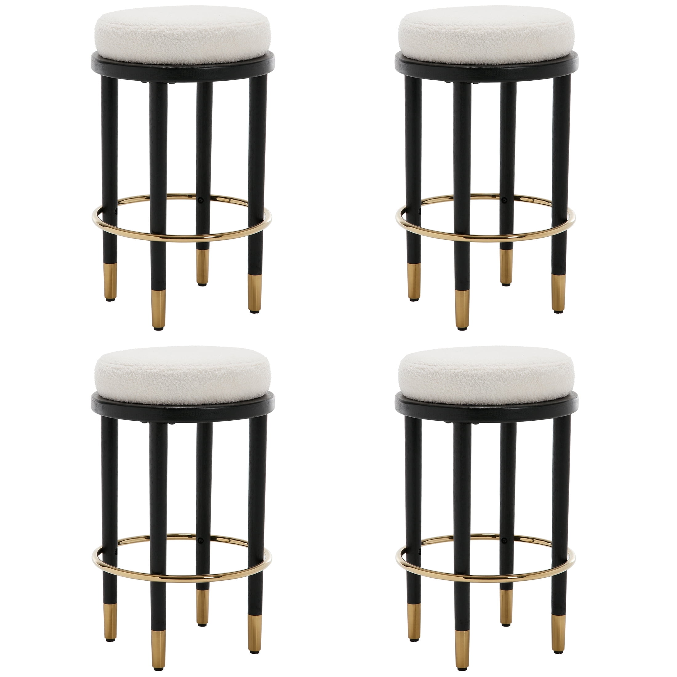 Guyou 26" Backless Counter Height Bar Stool Set of 4, Modern Round ...