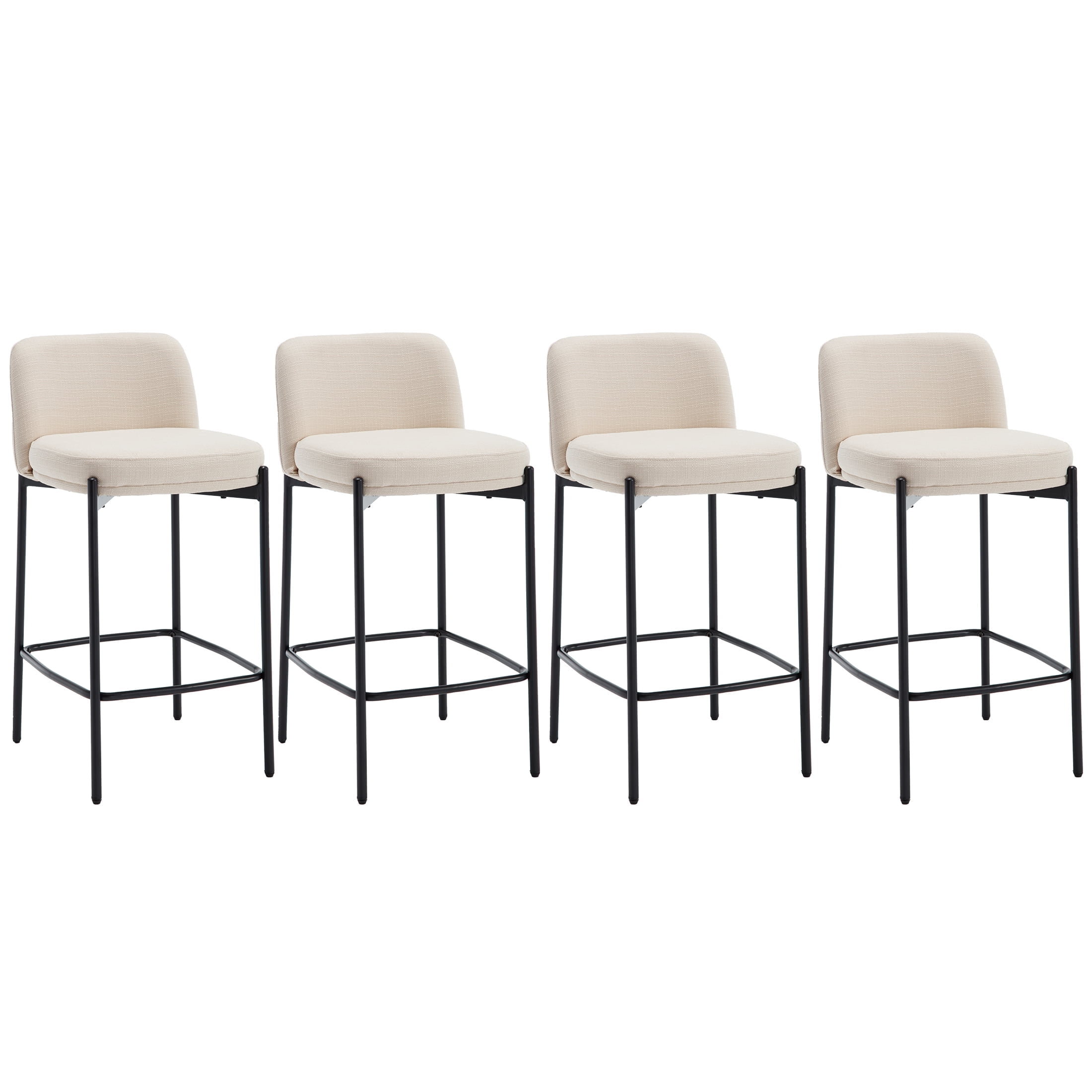 Guyou 26" Modern Counter Height Bar Stools Set of 4, Linen Upholstered ...