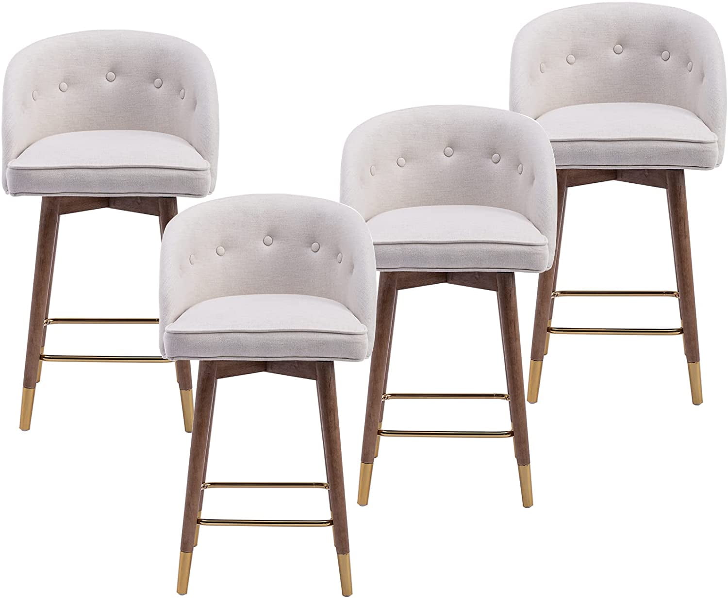 Guyou 360 Degree Swivel Counter Height Bar Stools with Tufted Back Set ...