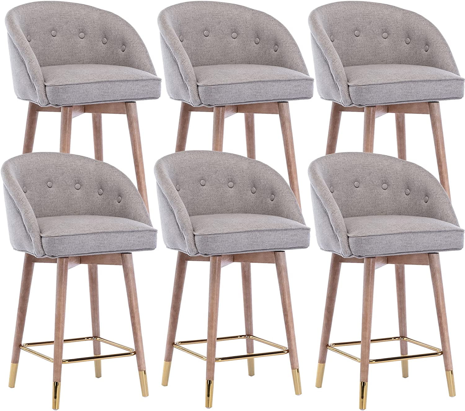Guyou 360 Degree Swivel Counter Height Bar Stools with Tufted Back Set of 4 Mid-Century Modern ...