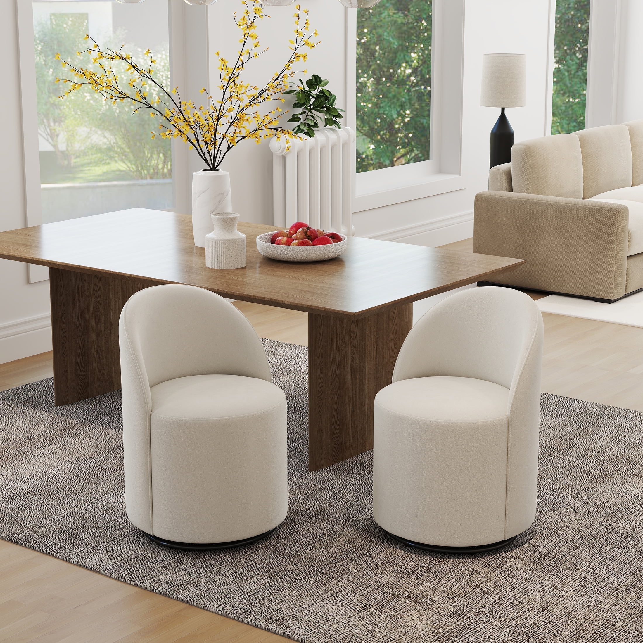 Guyou 360° Swivel Barrel Dining Chair Set of 2, Mid-Century Modern ...