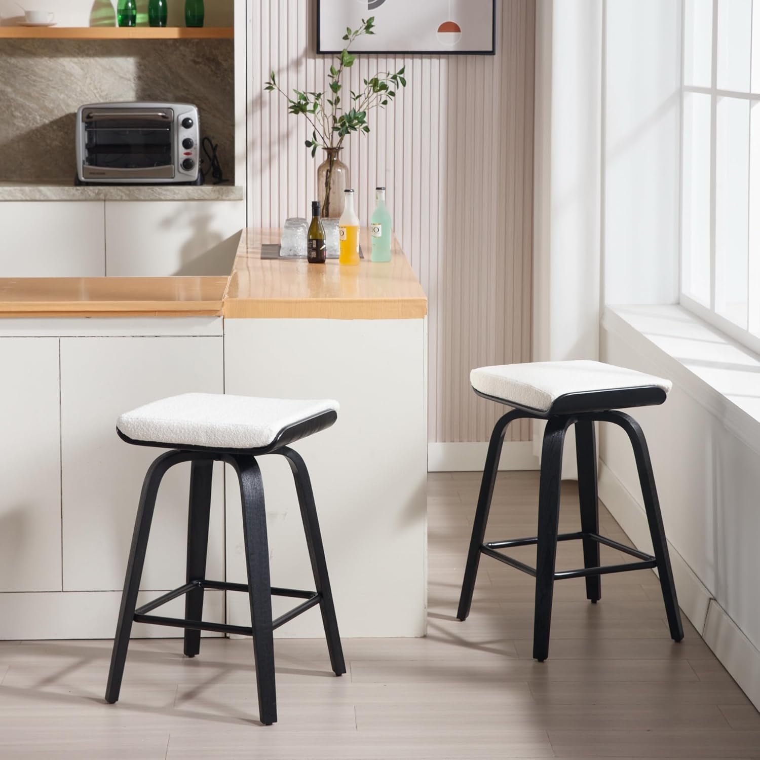 Guyou 26” Swivel Counter Height Bar Stools Without backrest ...