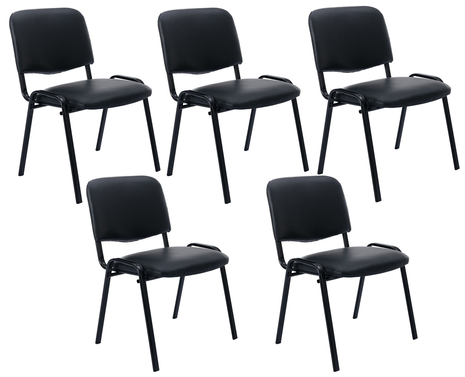 Guyou Stackable Conference Room Chairs Set of 5, Armless Leather Guest ...