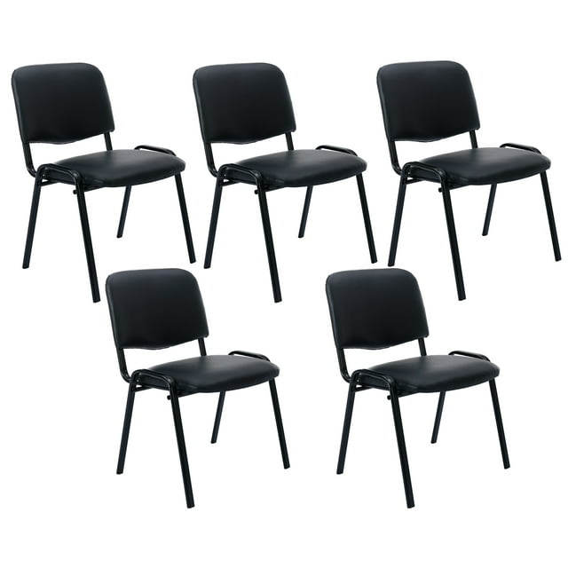 Guyou Stackable Conference Room Chairs Set of 5, Armless Leather Guest ...