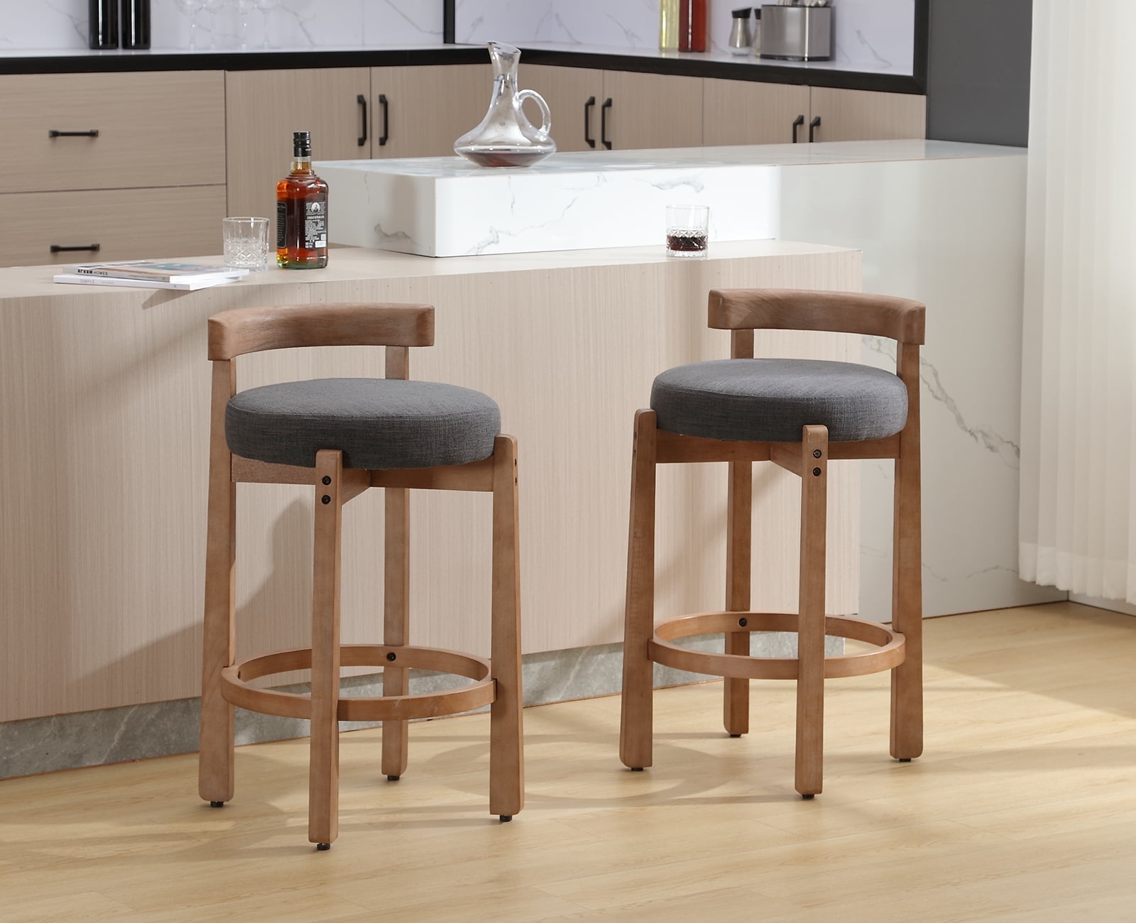 Guyou Counter Height Stools Set of 2, Mid Century Modern Armless Island ...