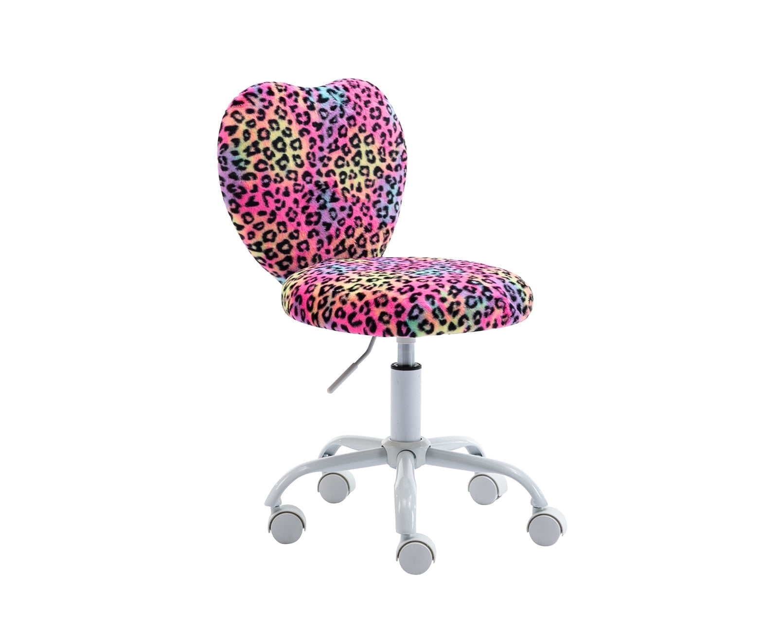 Guyou Kids Chair, Heart-Shaped Faux Fur Rolling Study Desk Chair ...