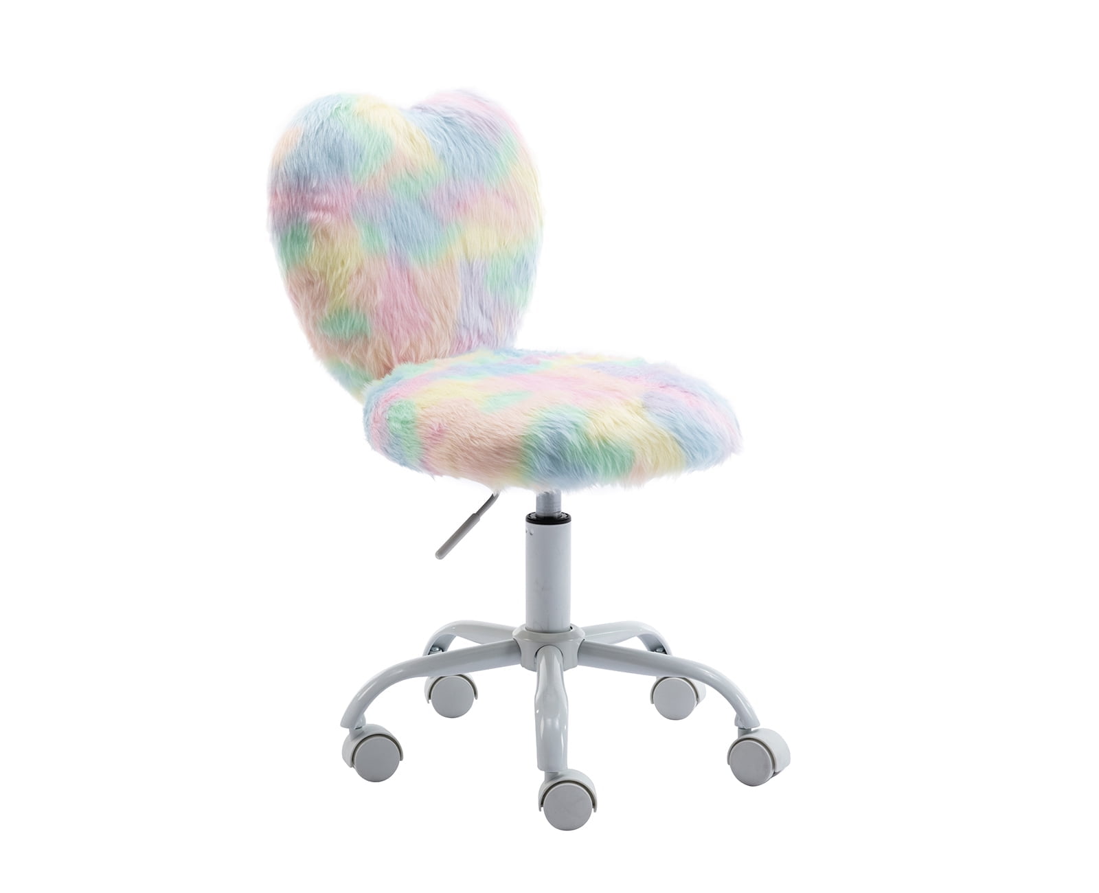 Guyou Fuzzy Kids Desk Chair, Multicolor Heart-Shaped Back, Adjustable ...