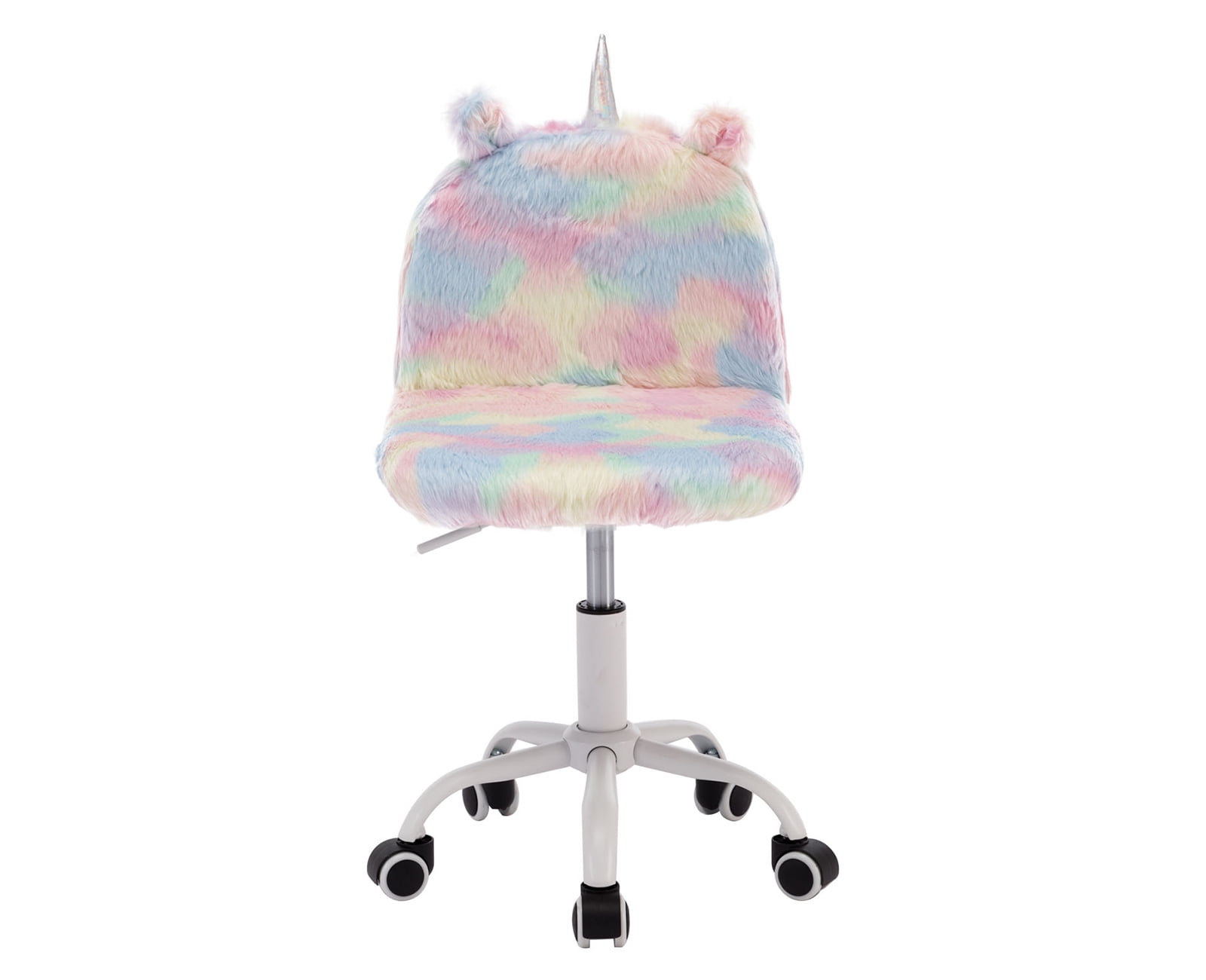 Guyou Colorful Unicorn Shaped Kid's Chair, Faux Fur Adjustable Swivel ...
