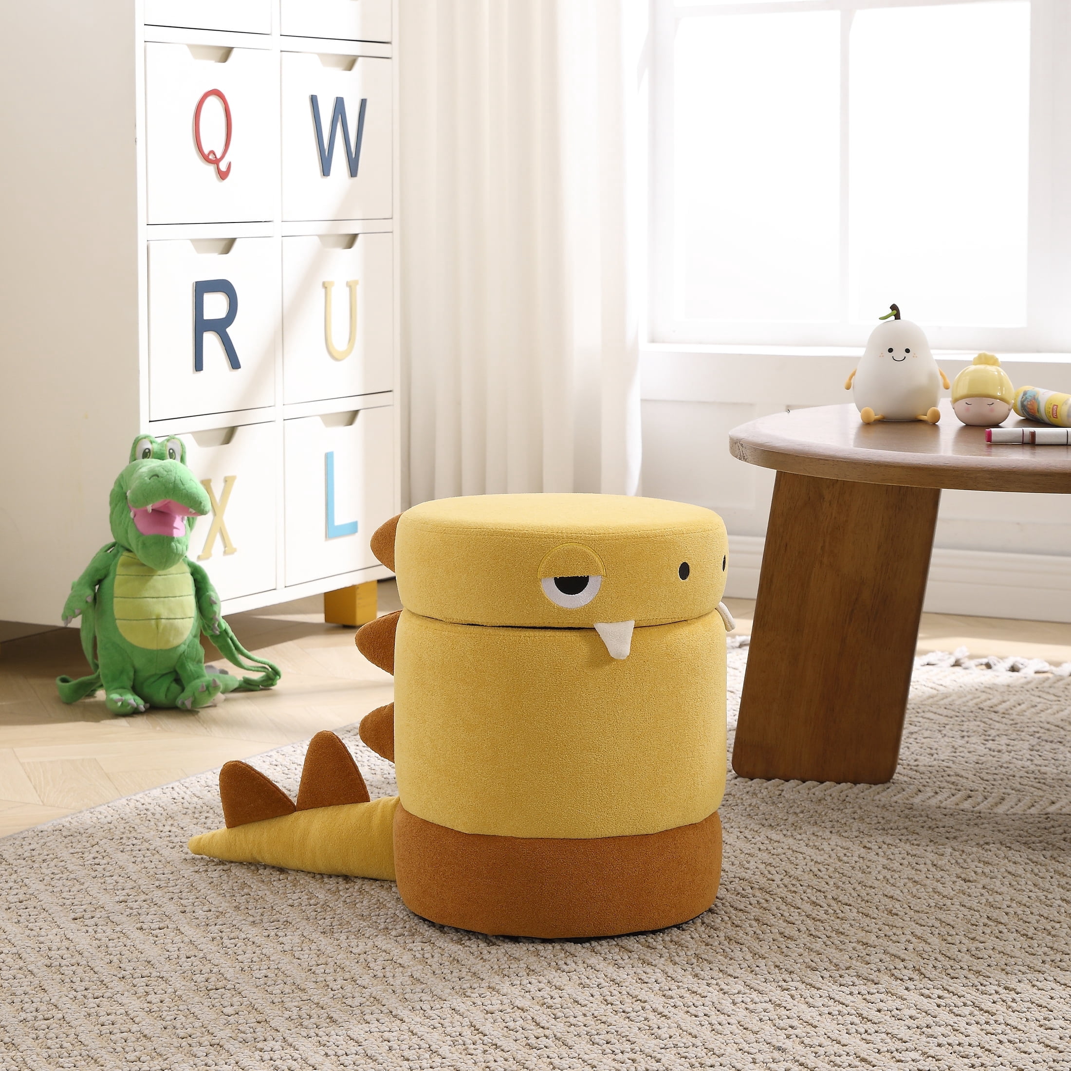 Guyou Cute Kids Storage Stool, Little Monster Shaped Upholstered Kids ...