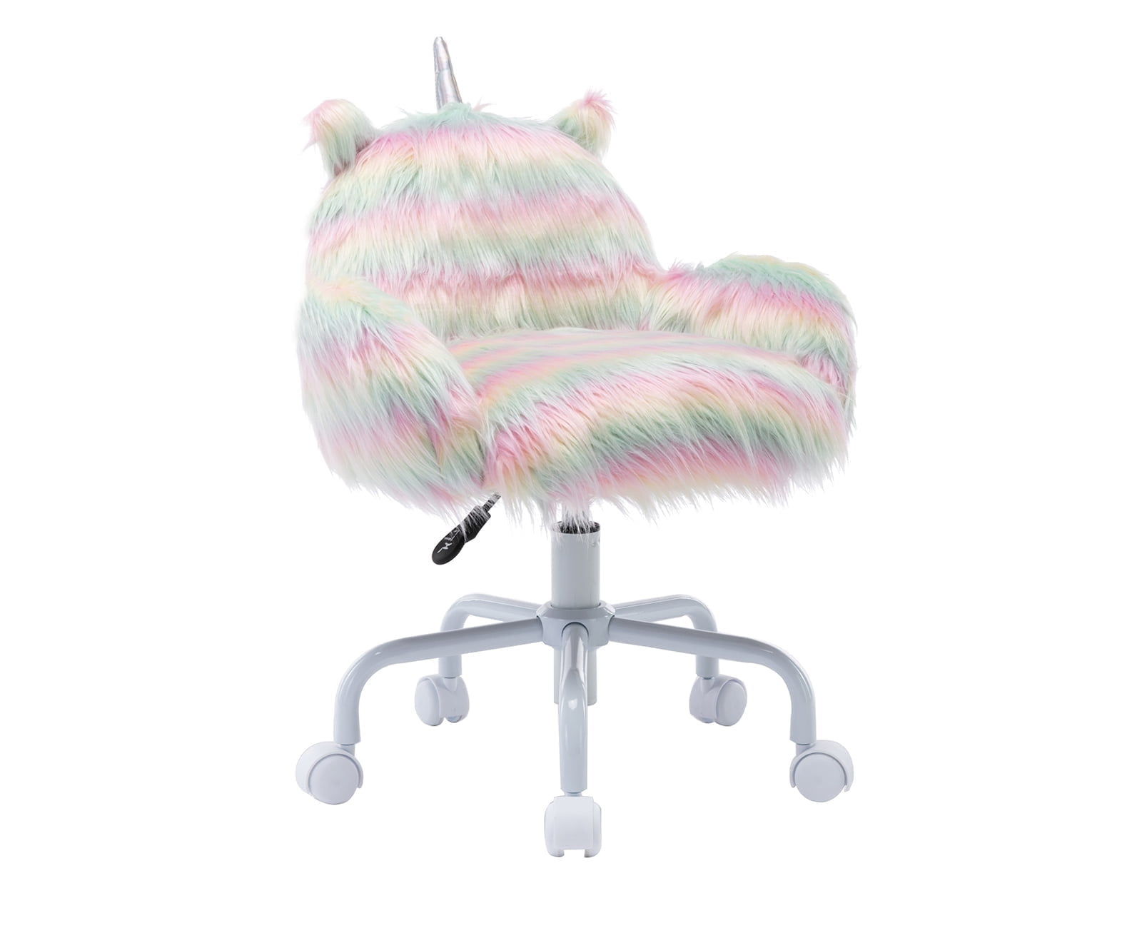Guyou Fuzzy Kids Chair, Faux Fur Rolling Swivel Children Desk Chair ...