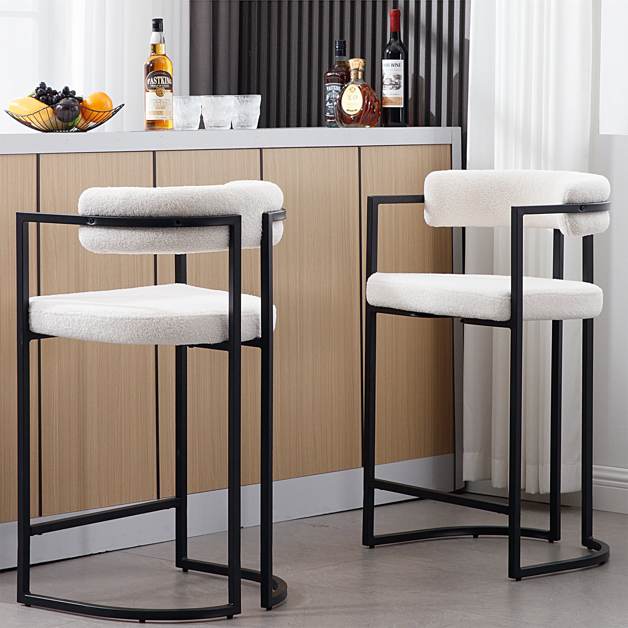 Guyou Fabio 26" Upholstered Counter Height Bar Stools with Metal Frame ...