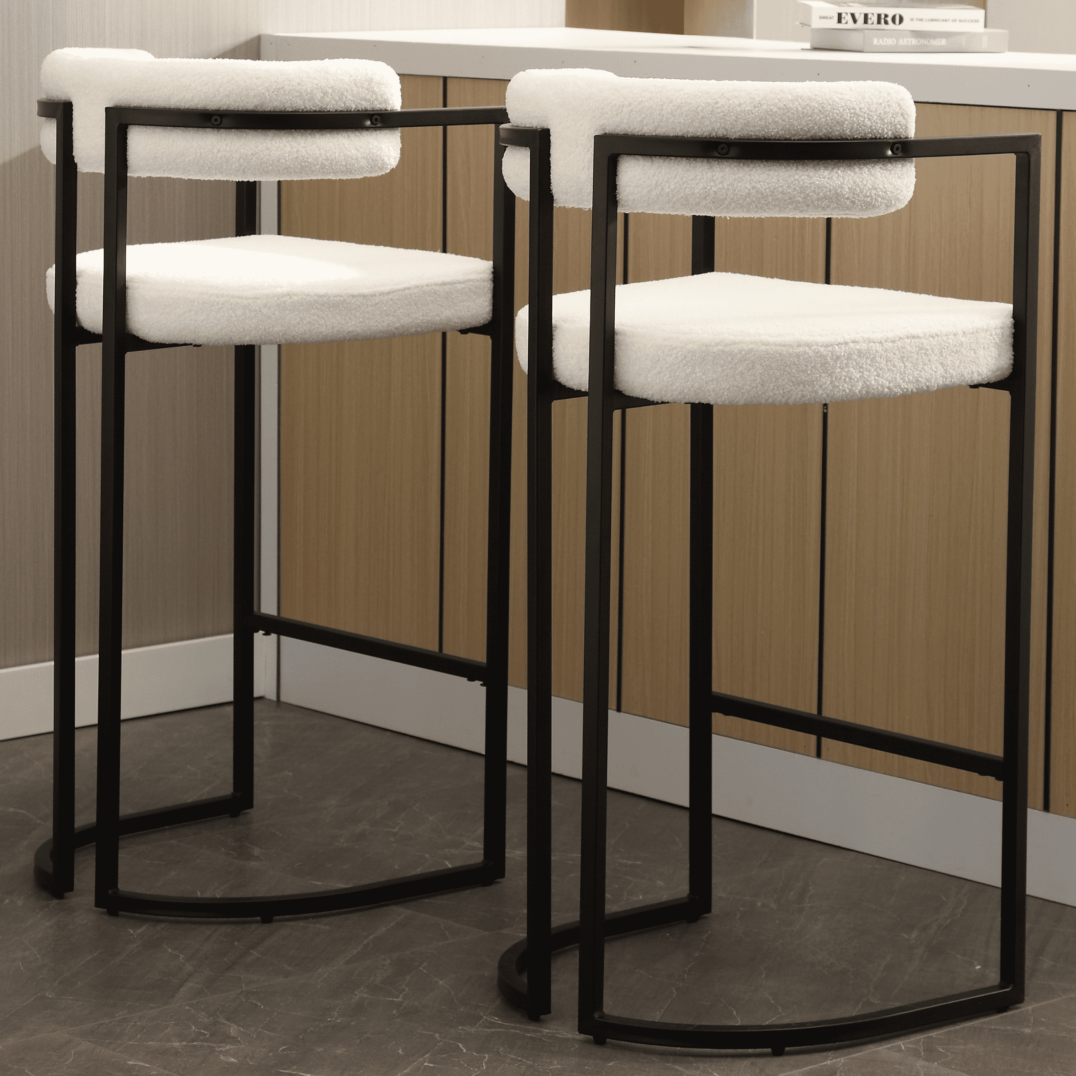 Guyou Fabio 30" Upholstered Bar Height Bar Stools with Metal Frame ...