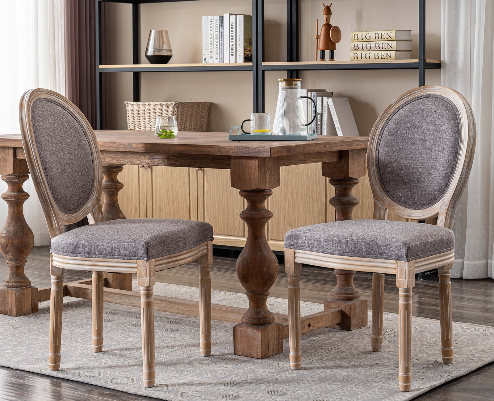 Guyou Farmhouse Dining Chairs Set of 2, French Wooden Country ...