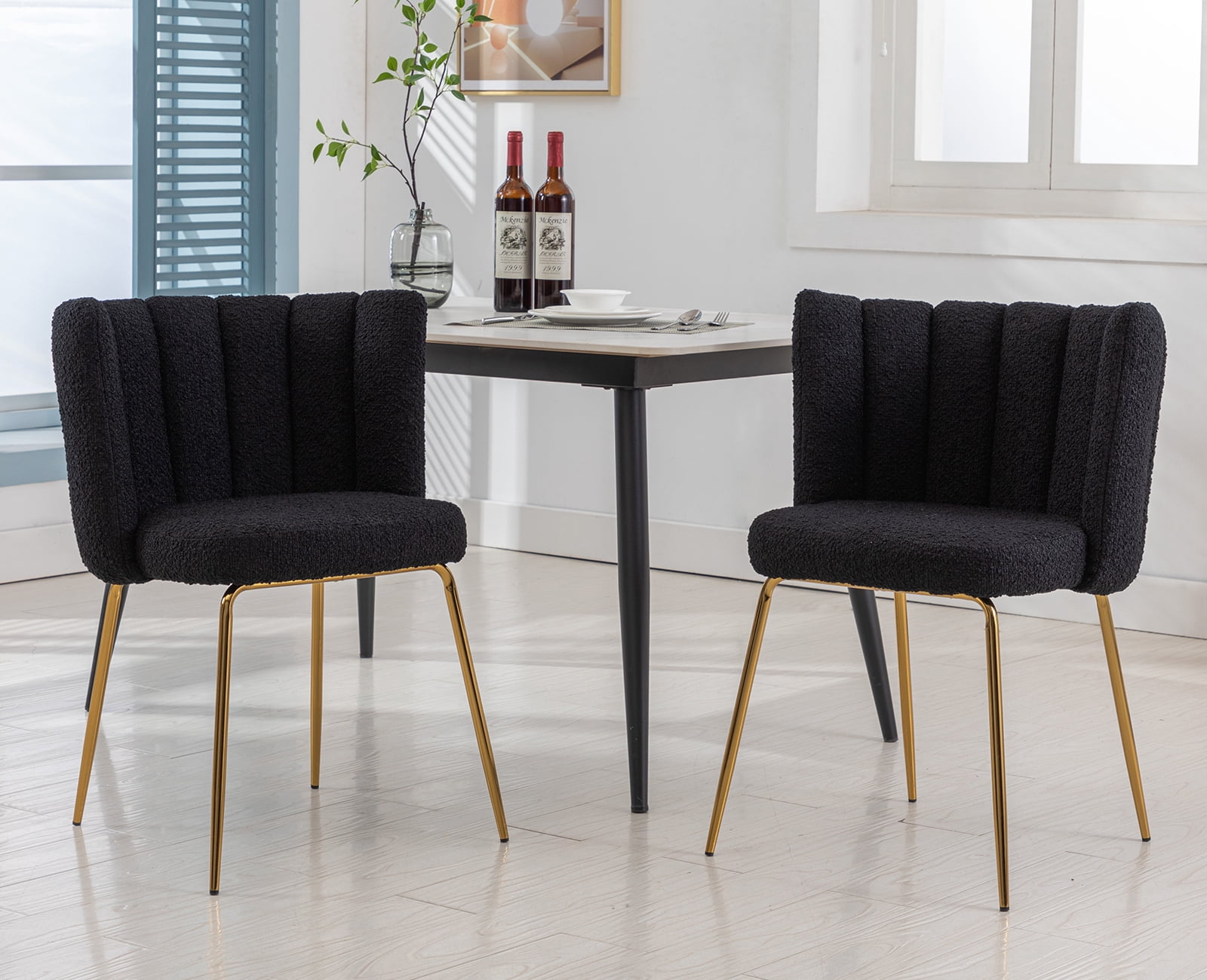 Guyou Faux Fur Dining Chair Set of 2, Modern Upholstered Side Chairs ...