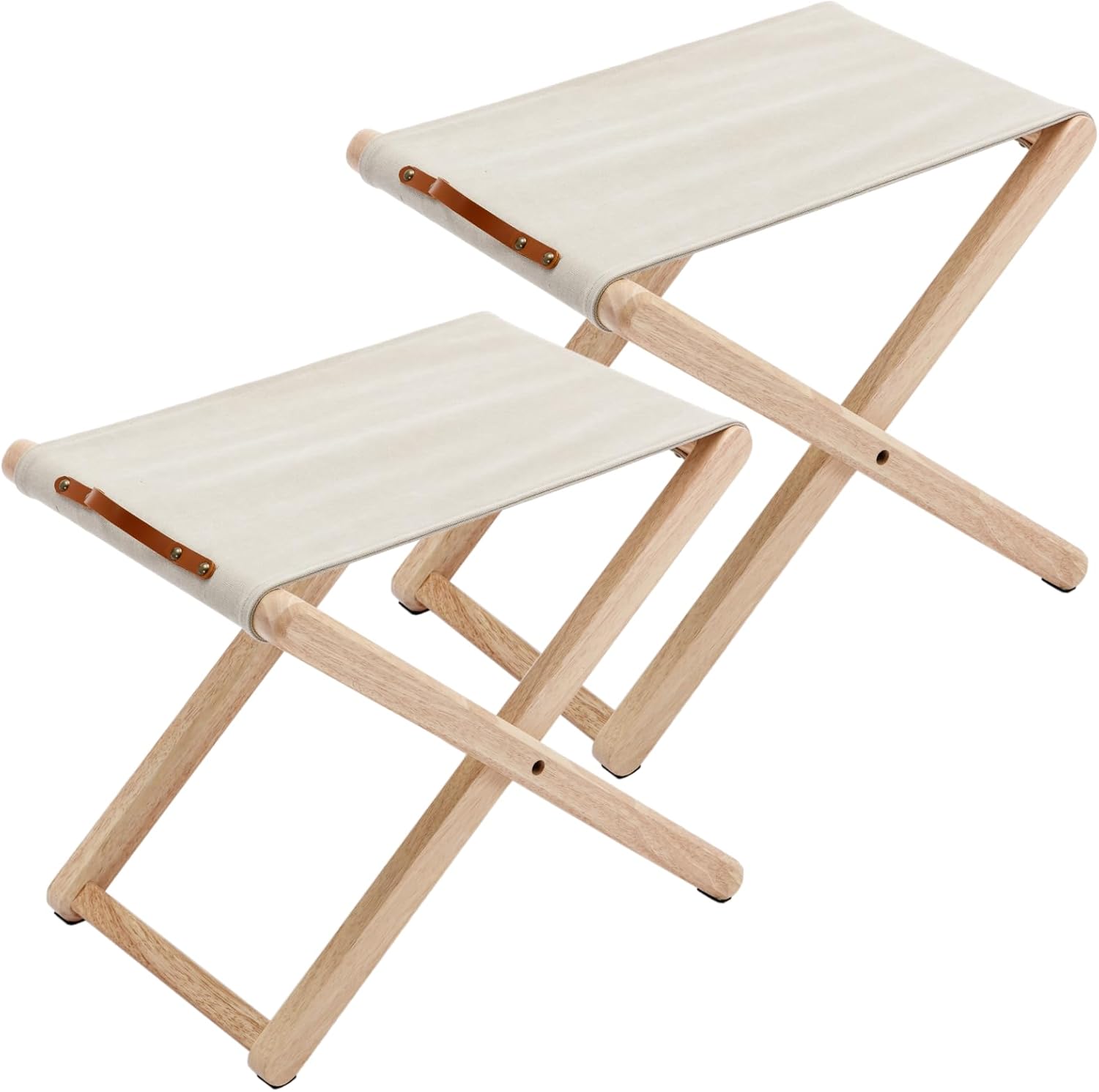 Guyou Folding Camping Stools Set of 2, Canvas Folding Stool with Wood ...