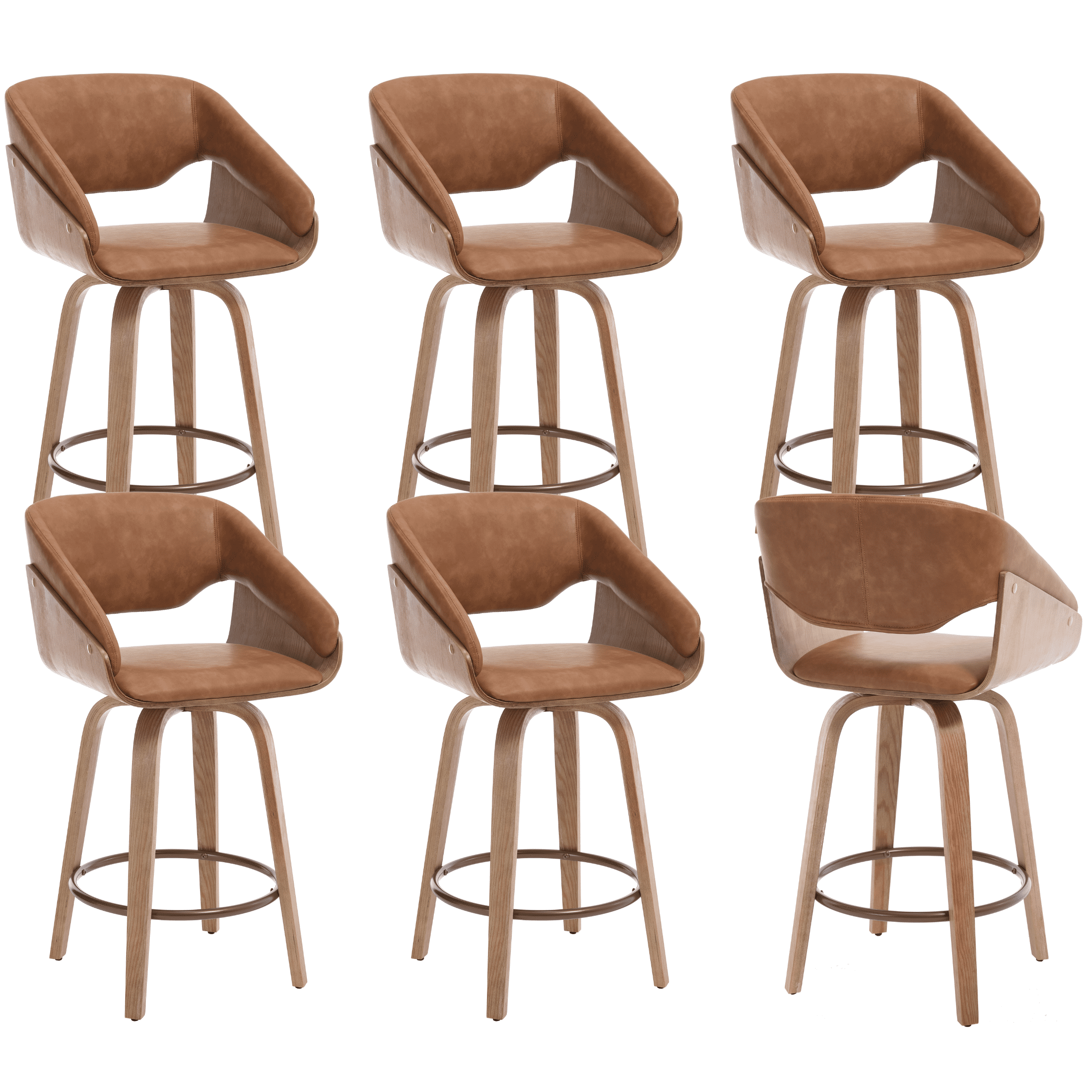 Guyou 26 Inch Swivel Bar Stools Set of 6 Counter Height Round Pedestal ...