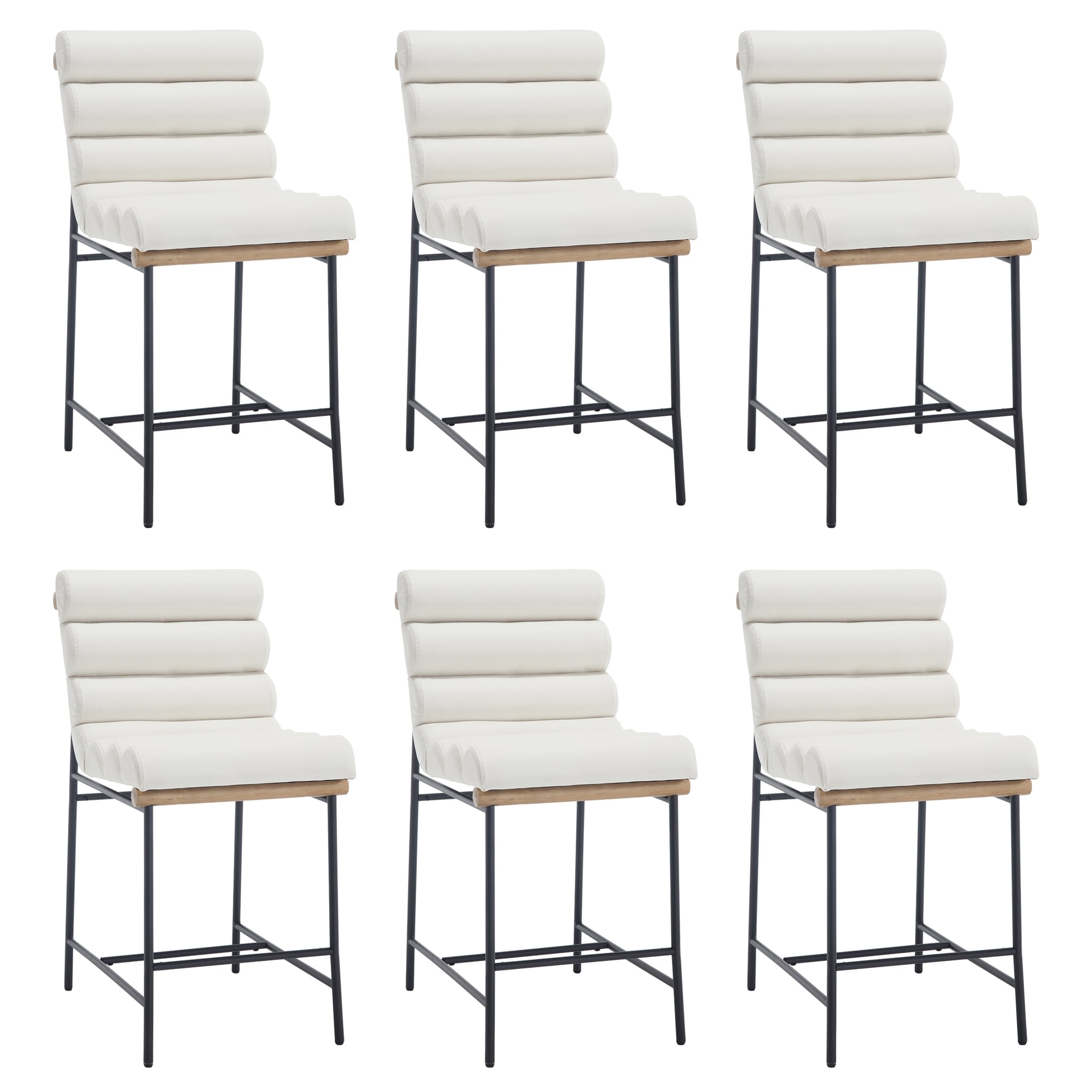 Guyou Leather Bar Stools Set of 6, 25 " Modern Upholstered Counter ...