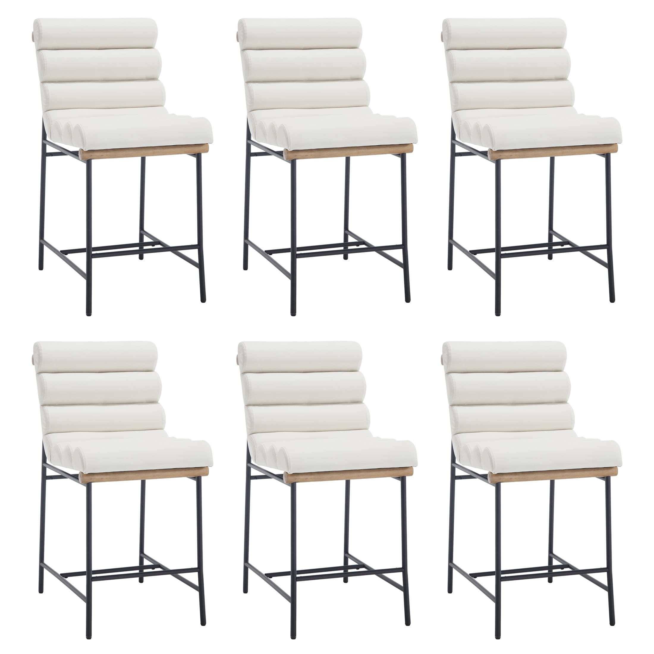 Guyou Leather Bar Stools Set of 6, 25 " Modern Upholstered Counter ...