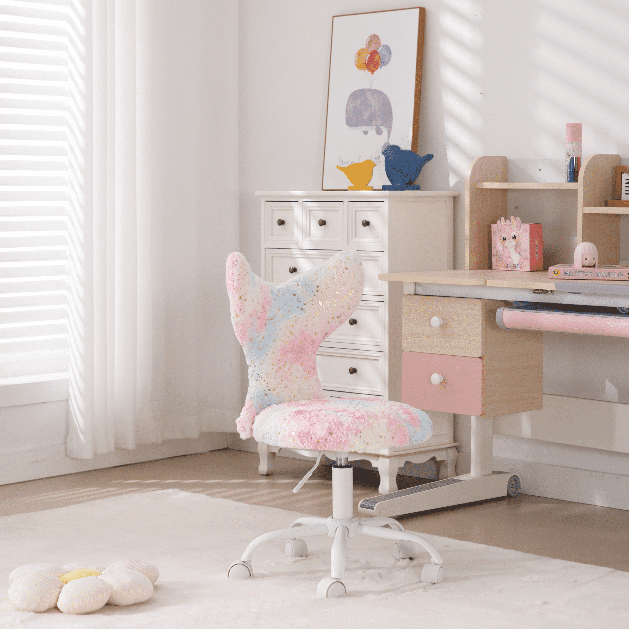 Guyou Mermaid Swivel Chair for Kids Ages 5-12 - Adjustable Height ...