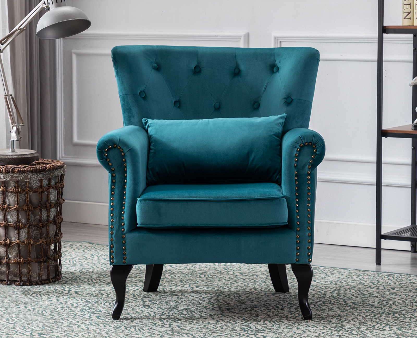 Mid Century Accent Chair, Button Tufted Upholstered Sofa Chairs, Modern ...