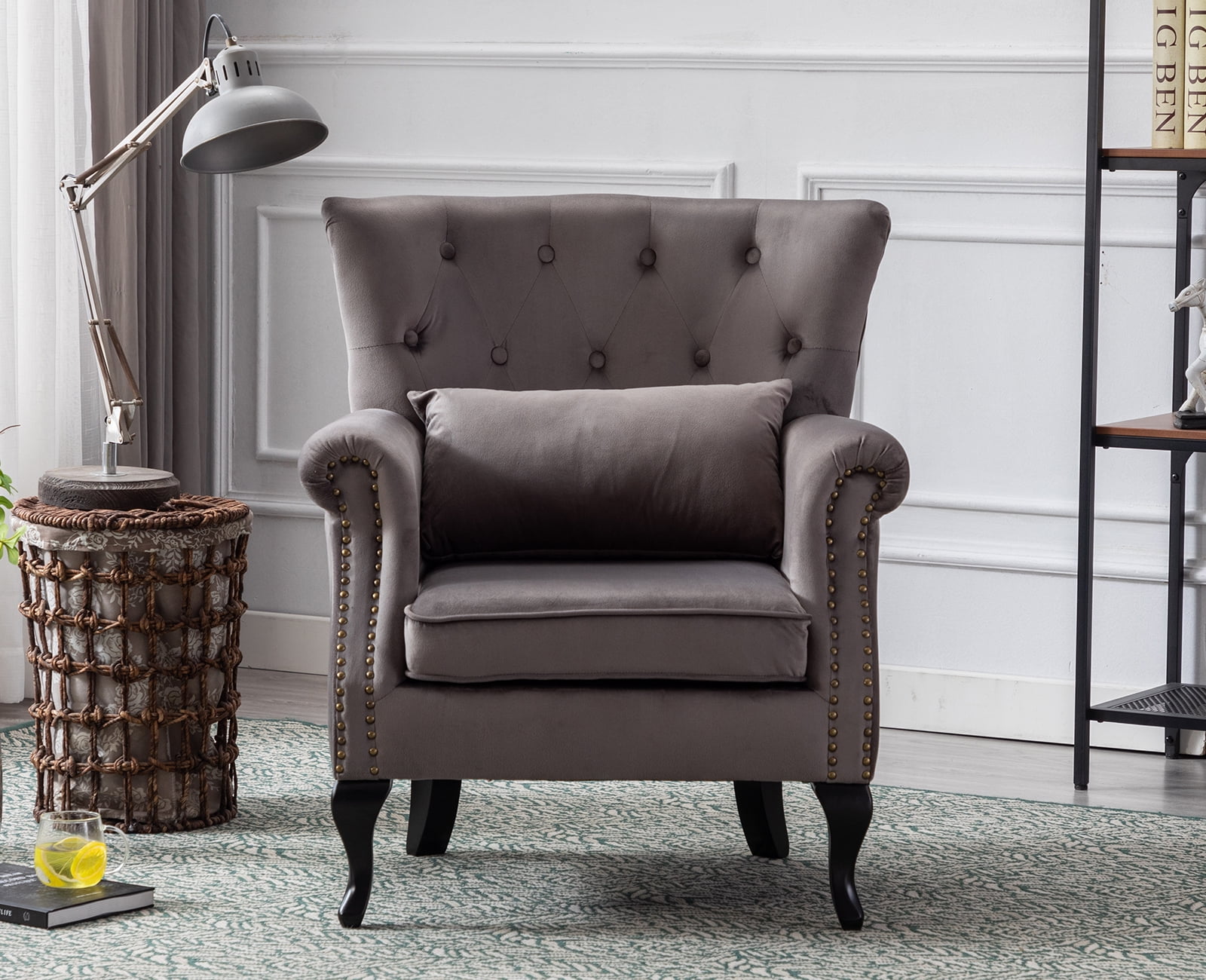 Guyou Mid Century Accent Chair Modern Recliner Button Tufted Armchair ...